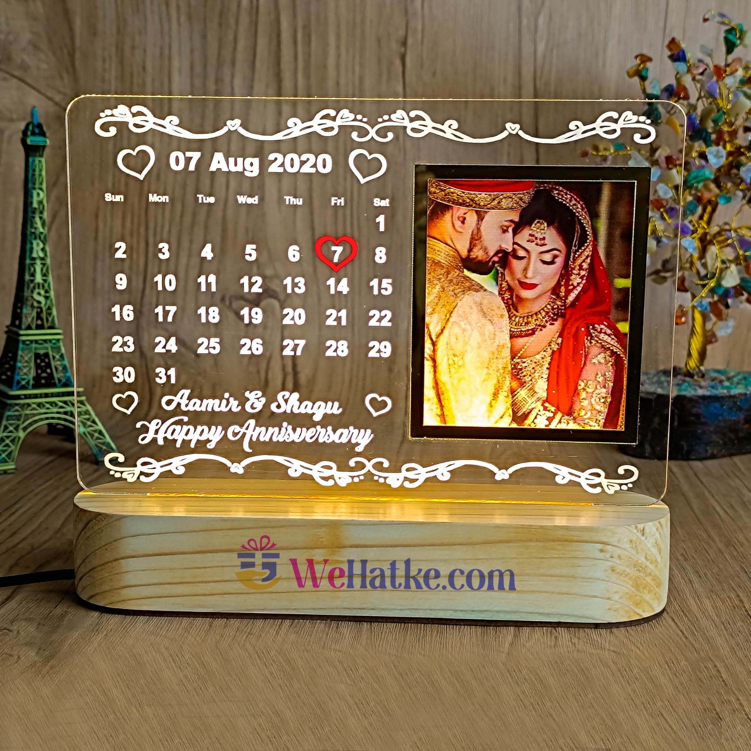 BnC Gifts Acrylic Personalized Led Photo Frame - Anniversary Calendar ...