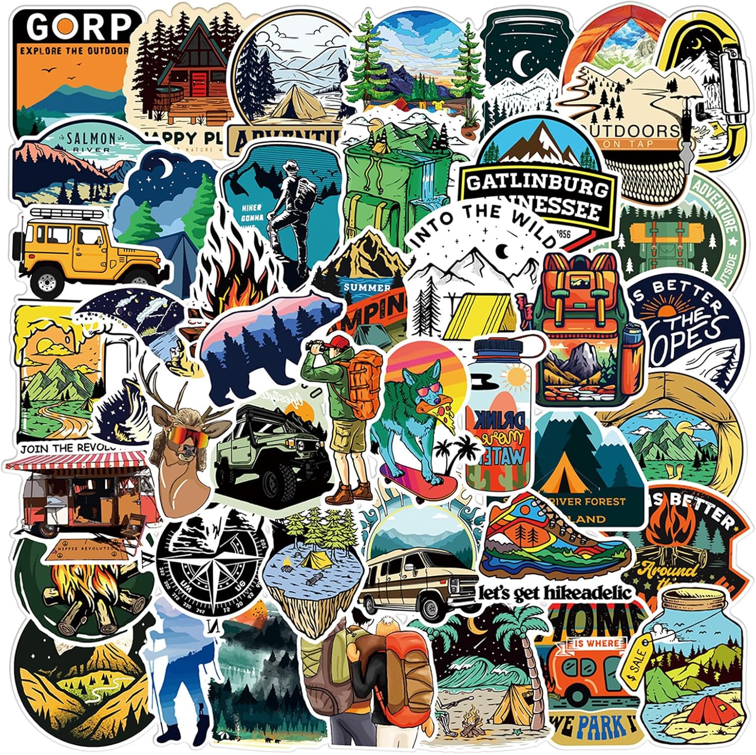 Amazon.com: 50pcs Outdoor Camping Stickers for Adult, Cool Nature ...