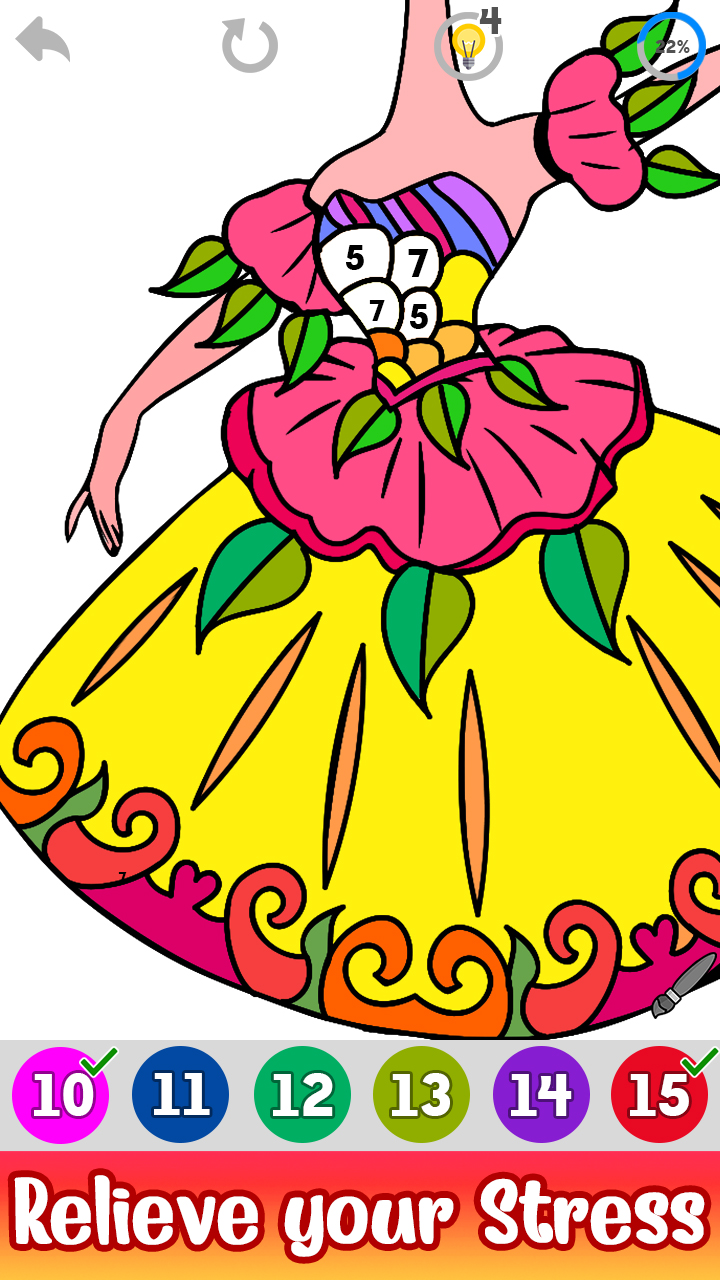 Dresses Color by Number - Girls Paint + Glitter + Crayon + Oil Paint ...