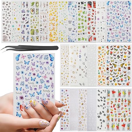 Amazon.com: 14 Sheets Nail Stickers for Women and Little Girls Nail Art ...