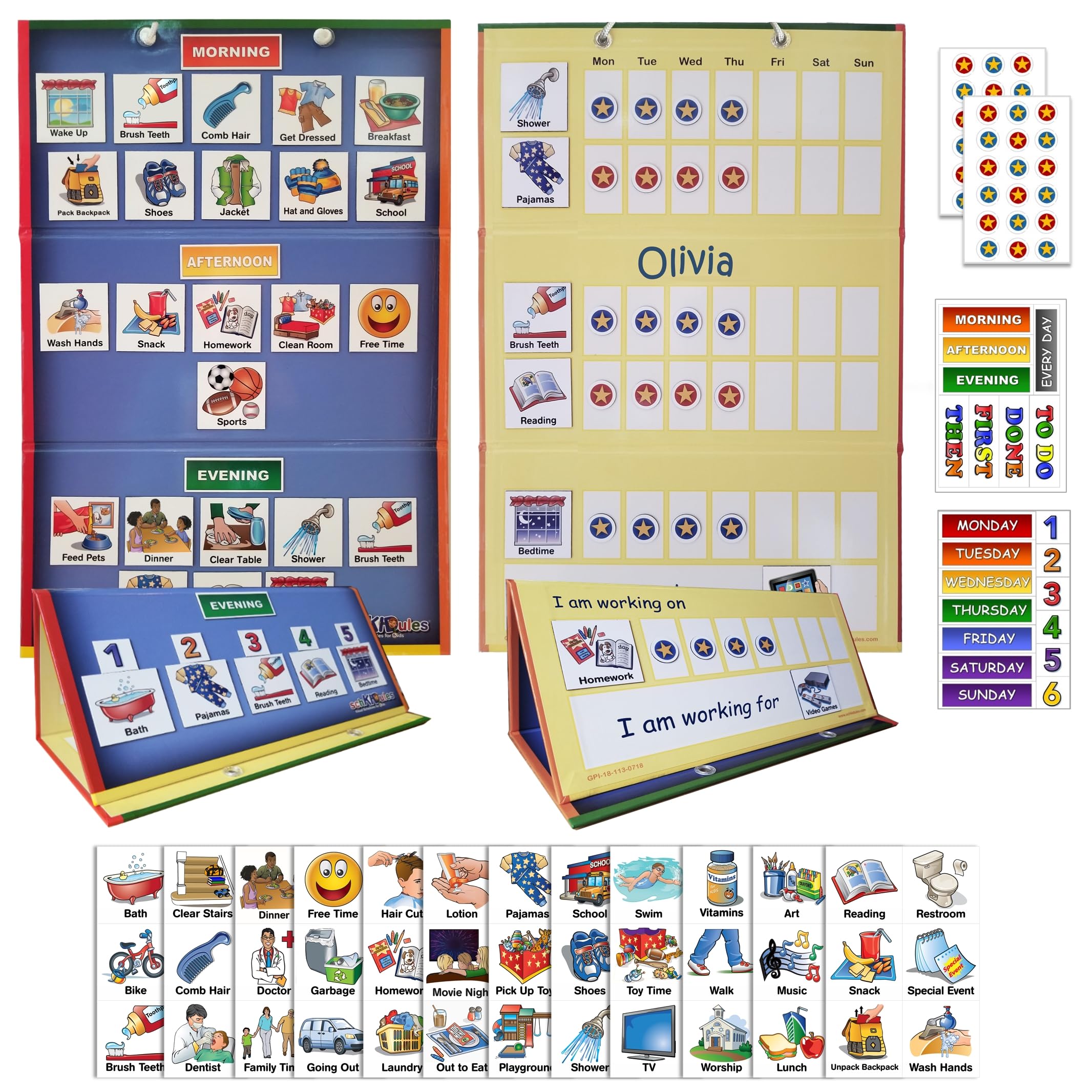 Buy Magnetic Visual Schedule & Reward Chart with 129 Colorful Magnets ...