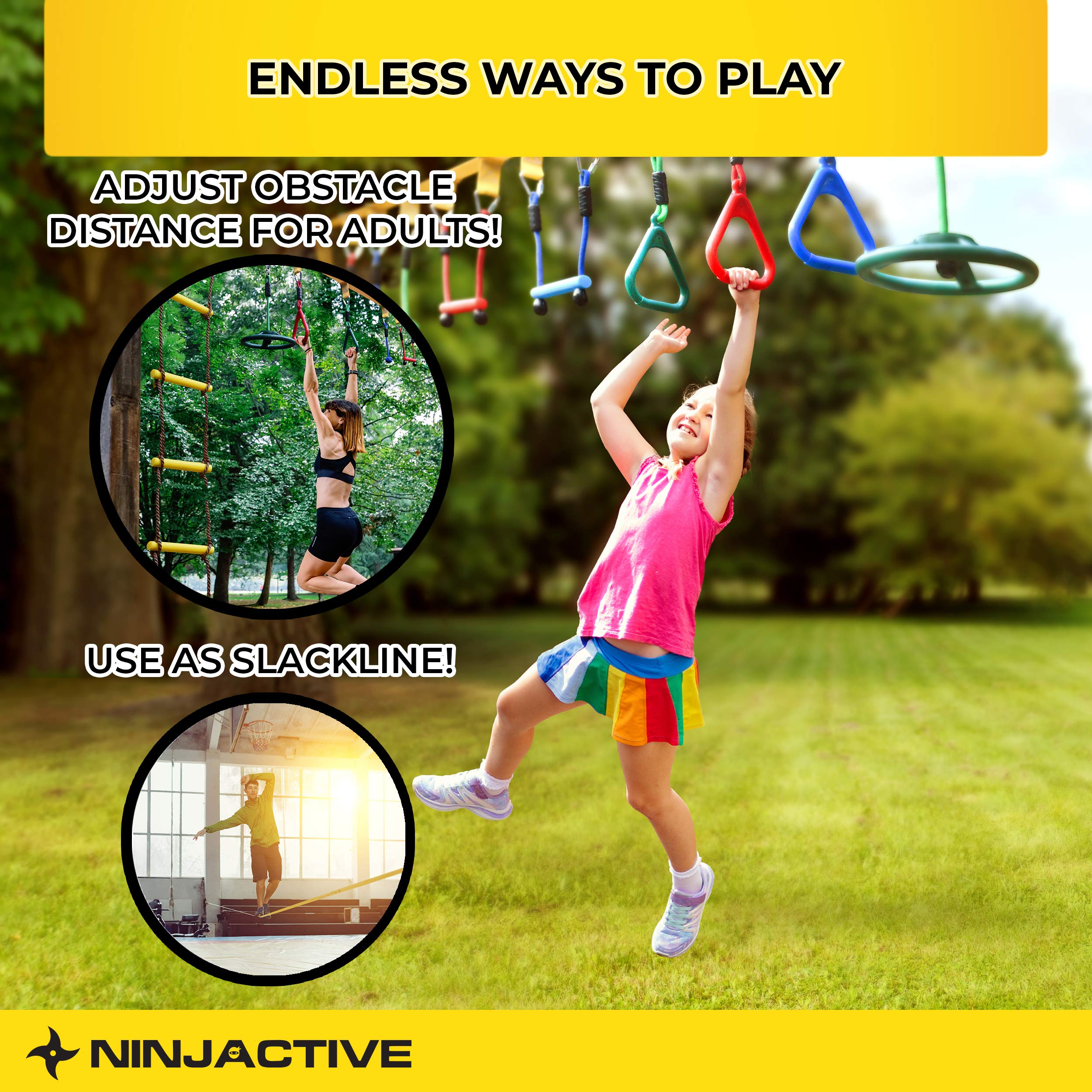Buy NINJACTIVE Ninja Obstacle Course for Kids with 3 Play Modes, 2 ...
