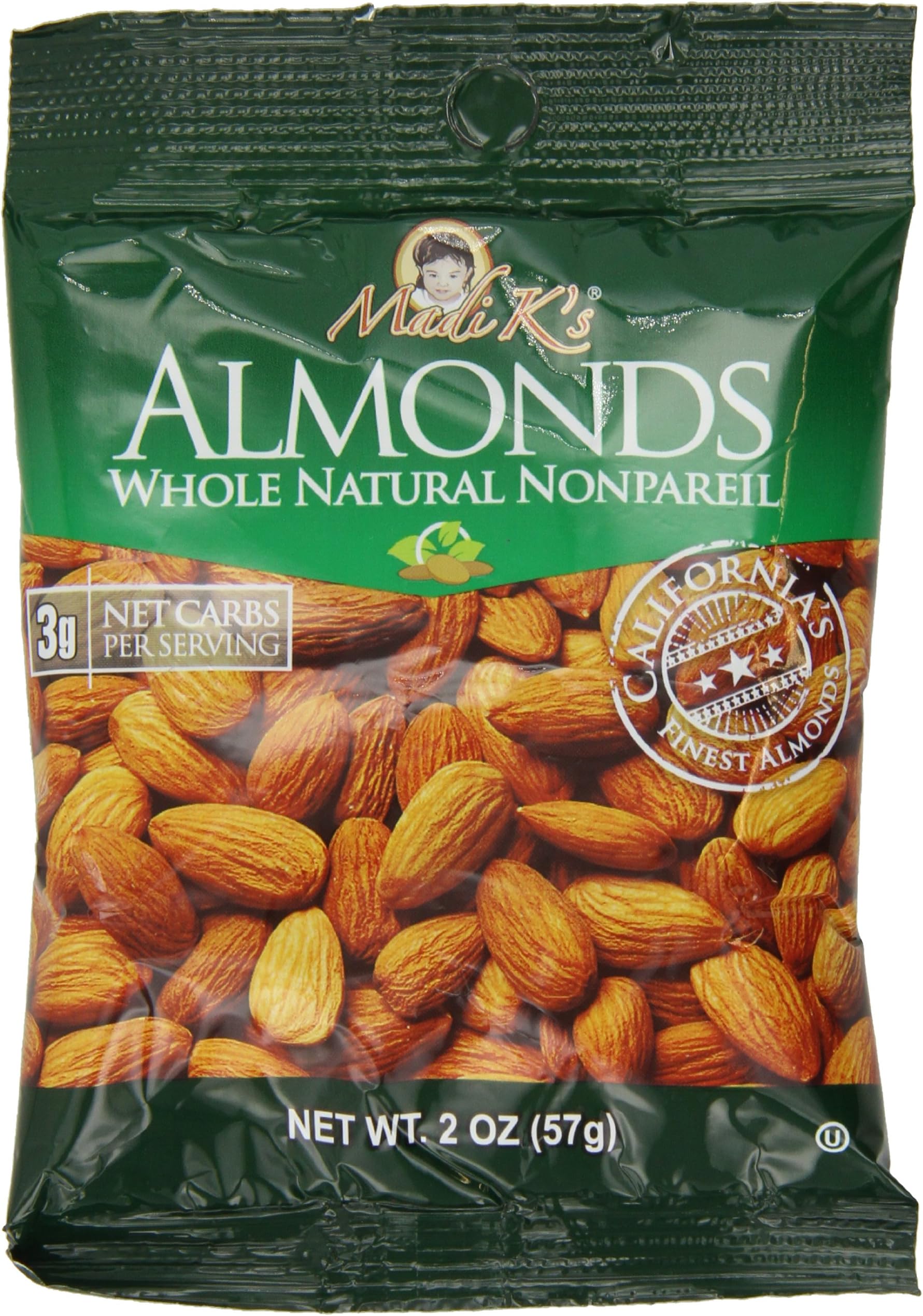 Amazon.com : Madi K's Whole Natural Almonds, 2 Ounce (Pack of 36 ...
