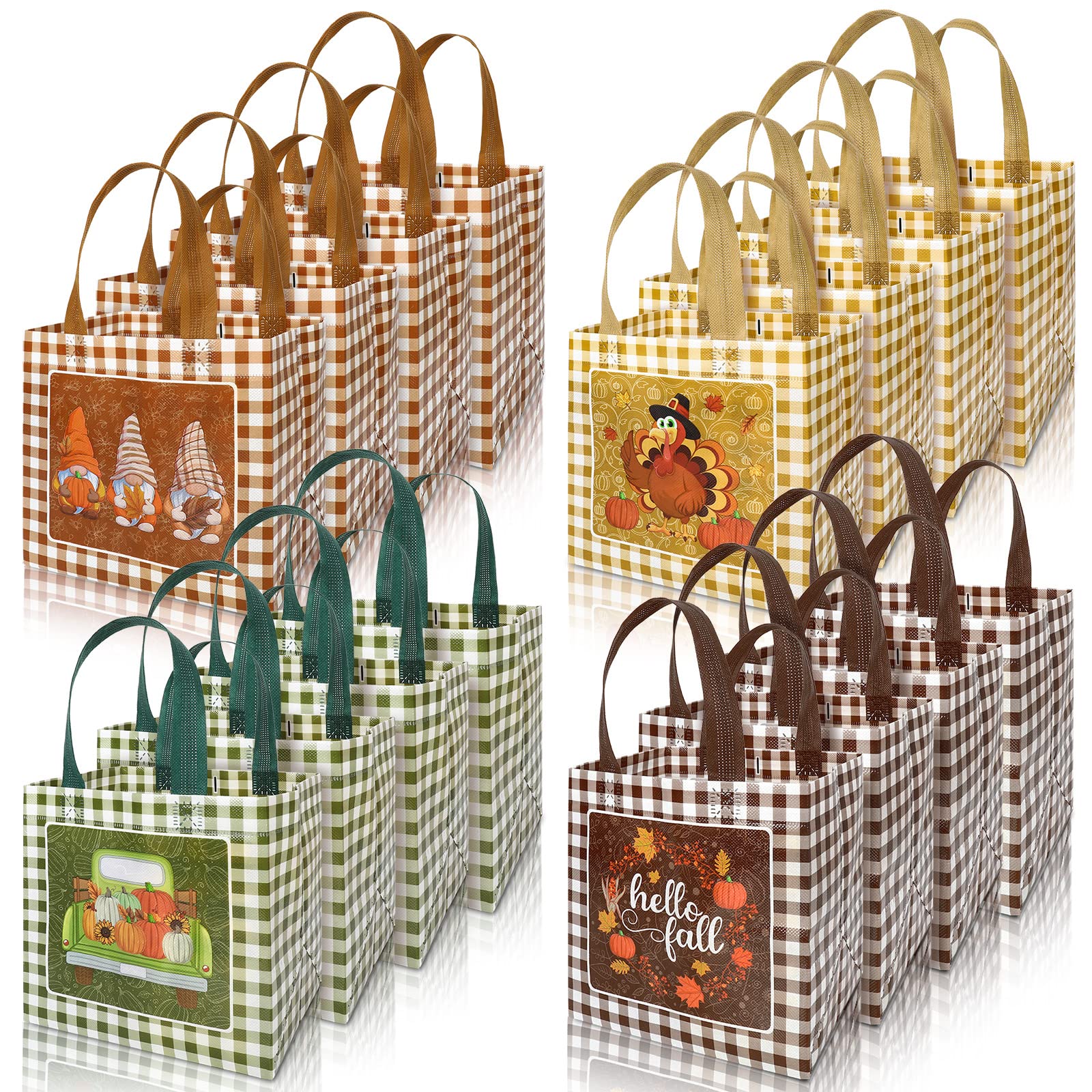 Amazon.com: AnyDesign Fall Reusable Gift Bag Pumpkin Turkey Gnome Tote ...