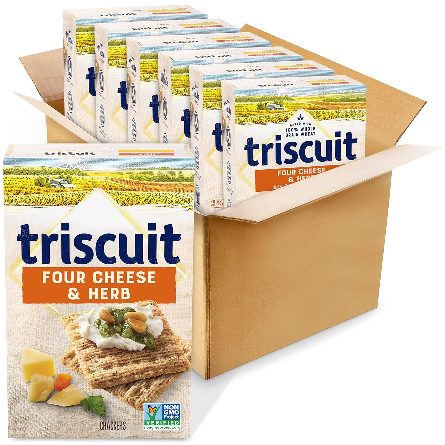 Amazon.com : Triscuit Four Cheese and Herb Crackers, Non-GMO, 8.5 Ounce ...