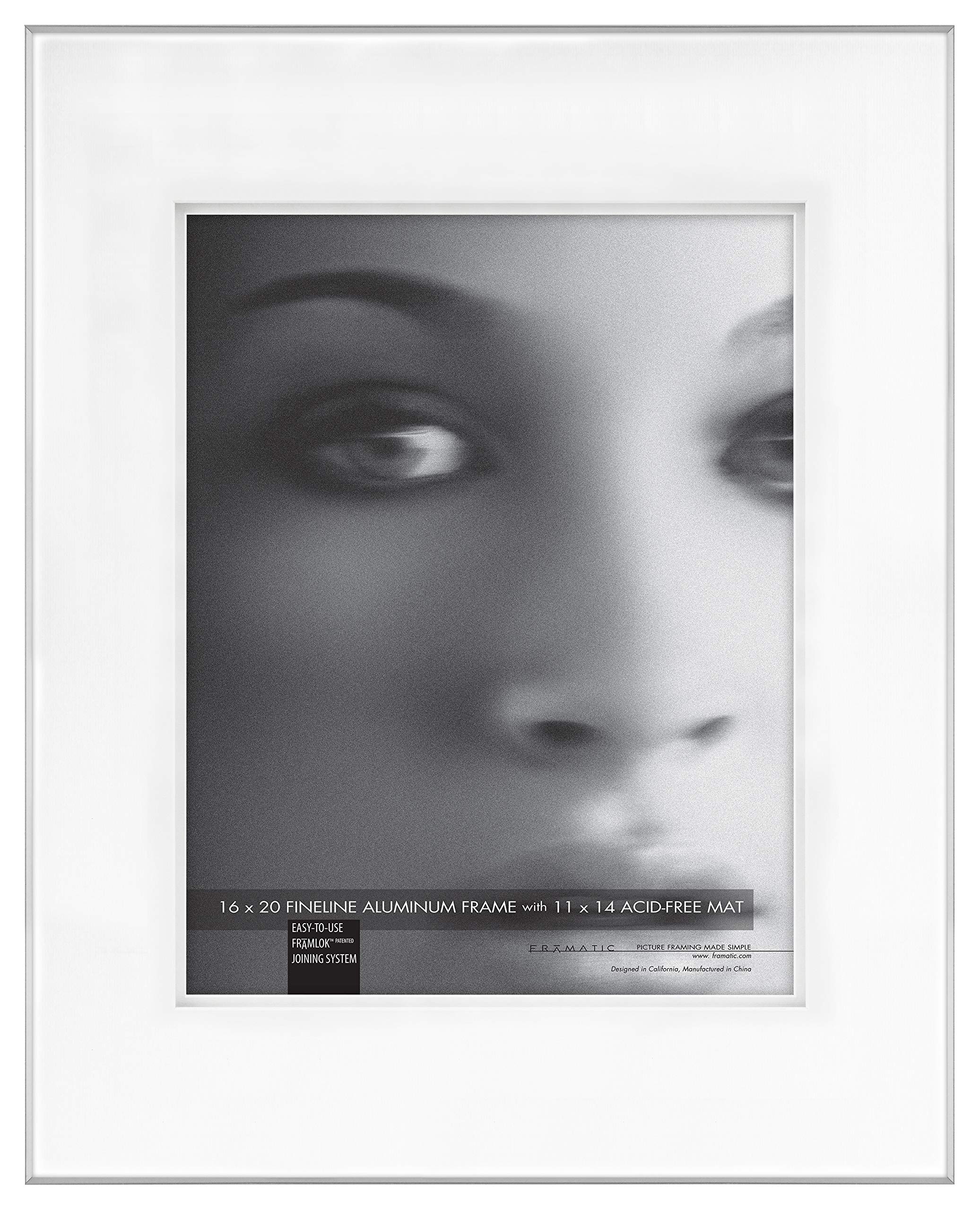 MCS Framatic Fineline Aluminum Frame, Silver, 8 x 10 in double matted ...
