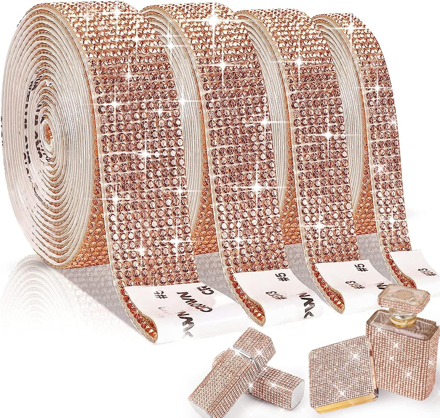 Amazon.com: EANLOLY 4 Rolls Self-Adhesive Crystal Rhinestone Ribbon ...
