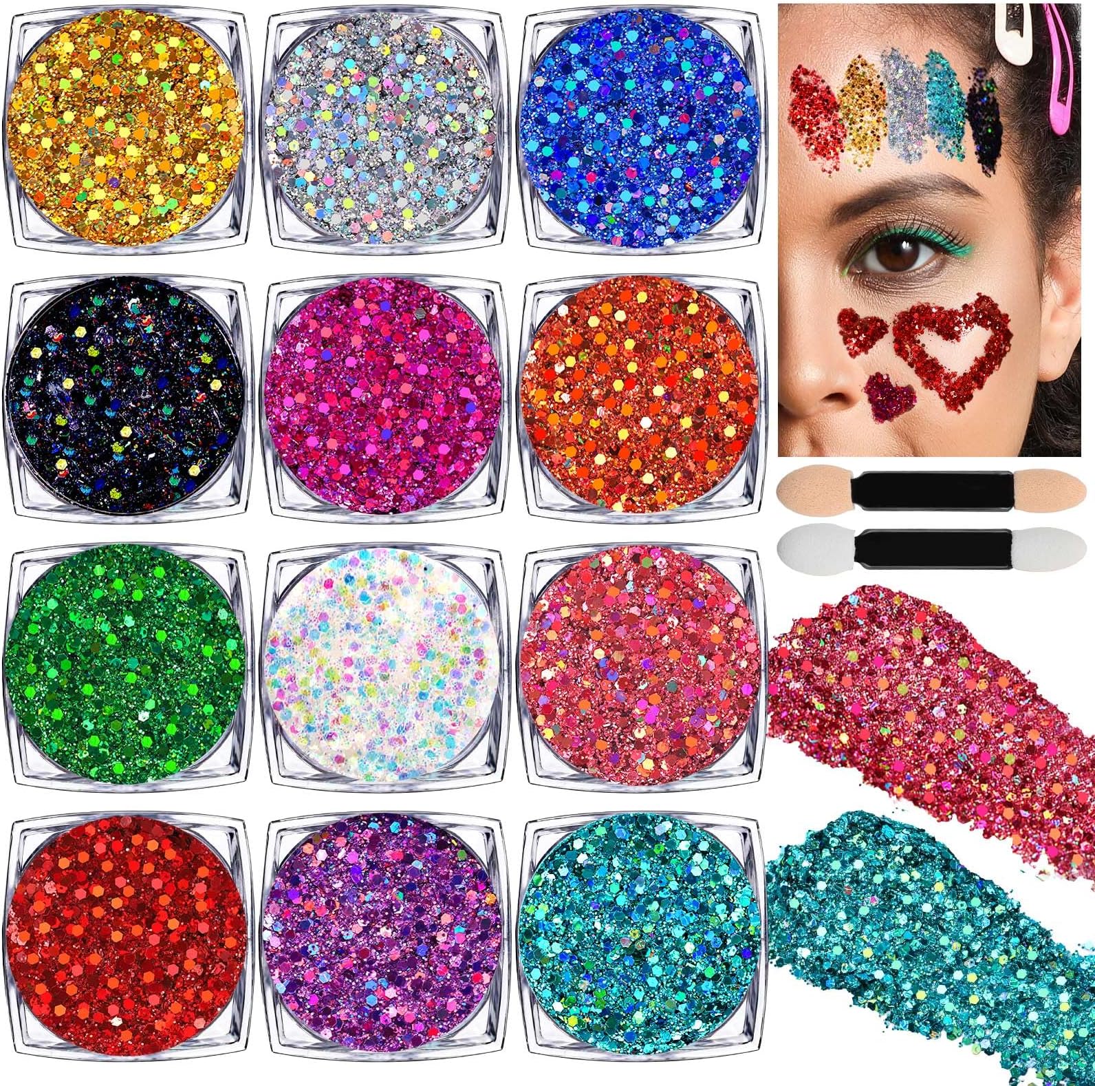 Amazon.com : Teenitor Face Glitter Body Glitter Makeup Glitter Gel Hair ...