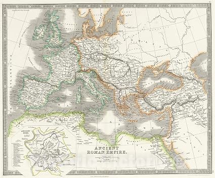 Amazon.com: Historic Map - 1844 Ancient Roman Empire, Atlas - Vintage ...