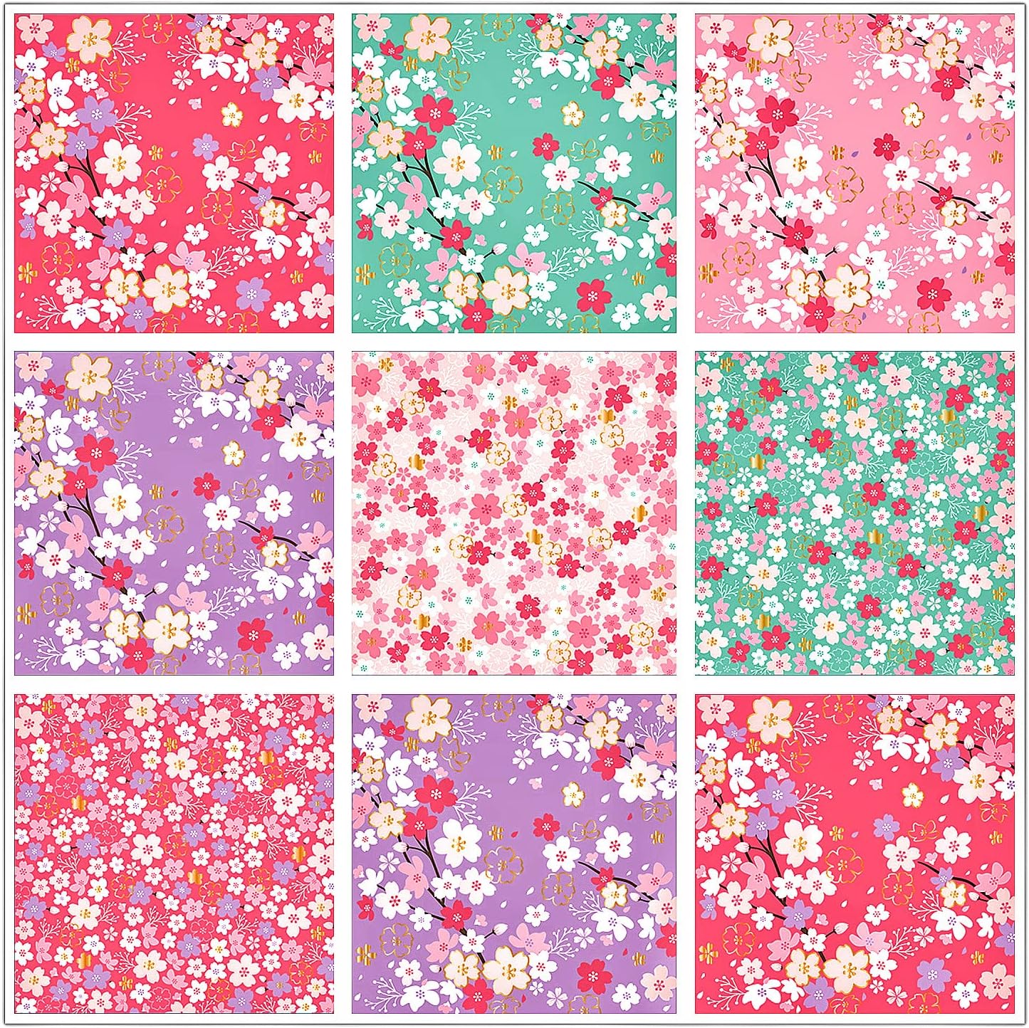 CUTBLAJAT Papel de origami japonés con patrón de flor de cerezo ...