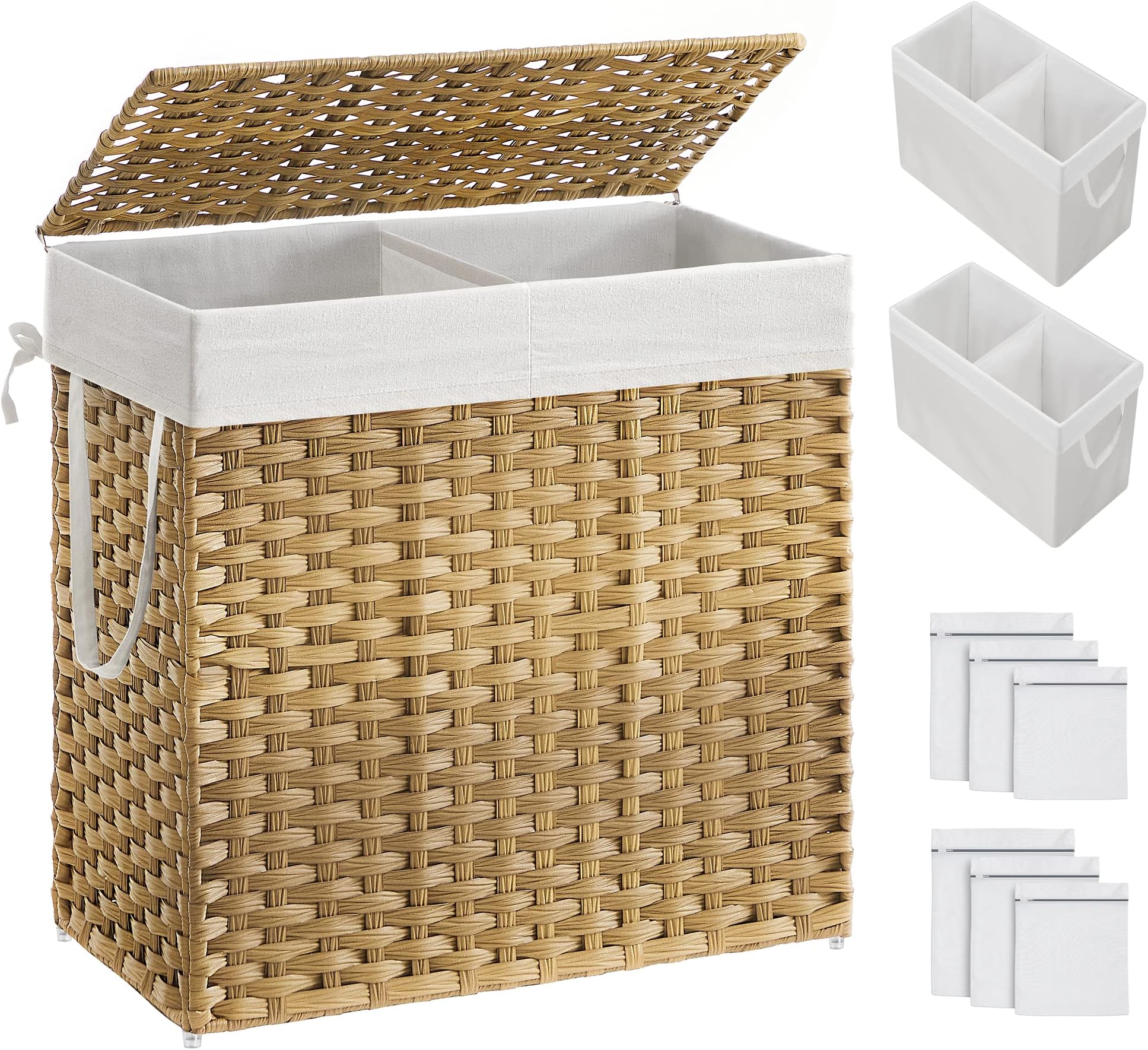 Amazon.com: Best Choice Products Wicker Double Laundry Hamper, Rustic ...