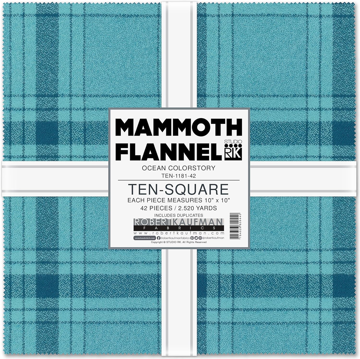 Amazon.com: 10" Squares - Mammoth Flannel Ocean Colorstory Plaids ...