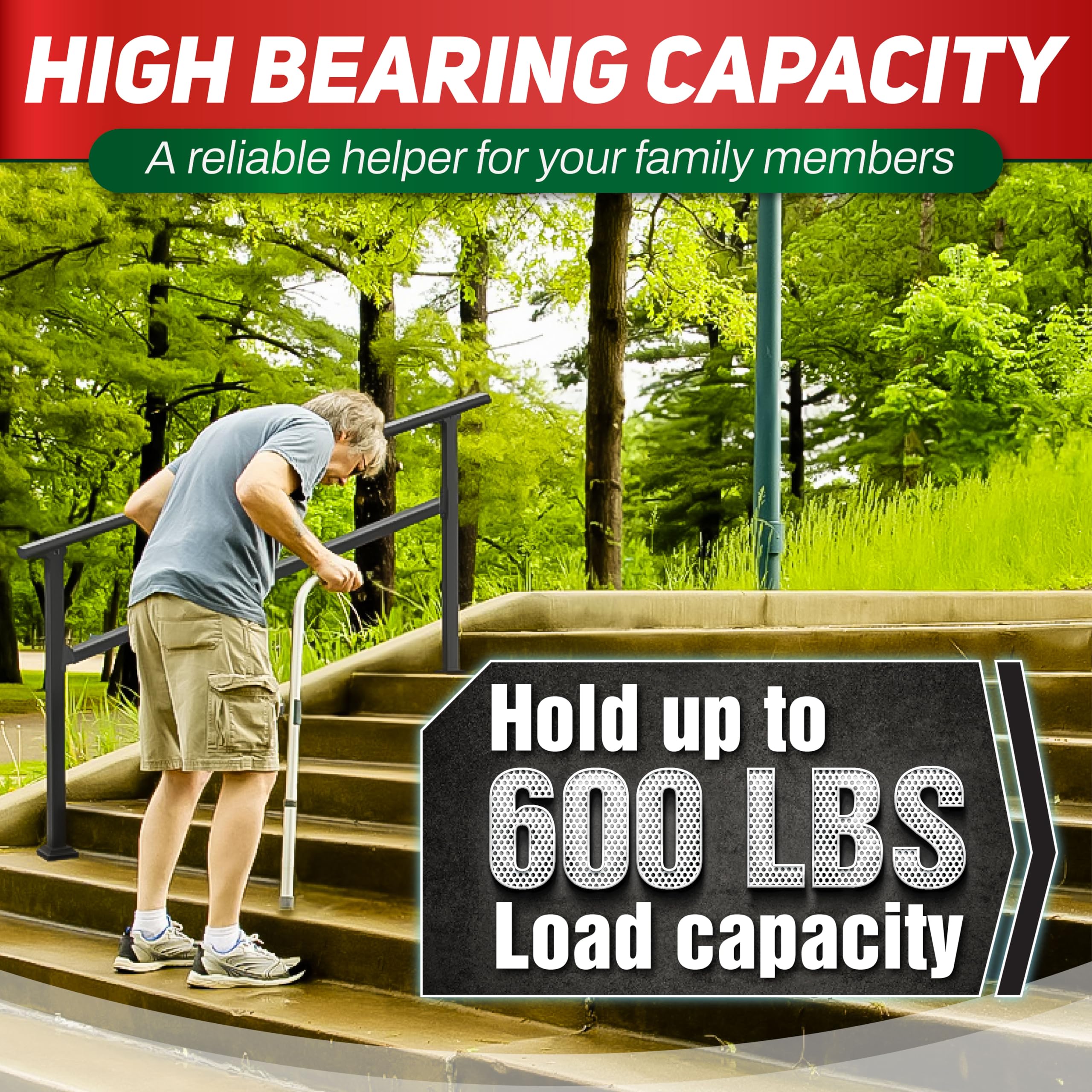 Snapklik.com : Adjustable Step Handrail For 0-5 Steps, Upgraded Black ...