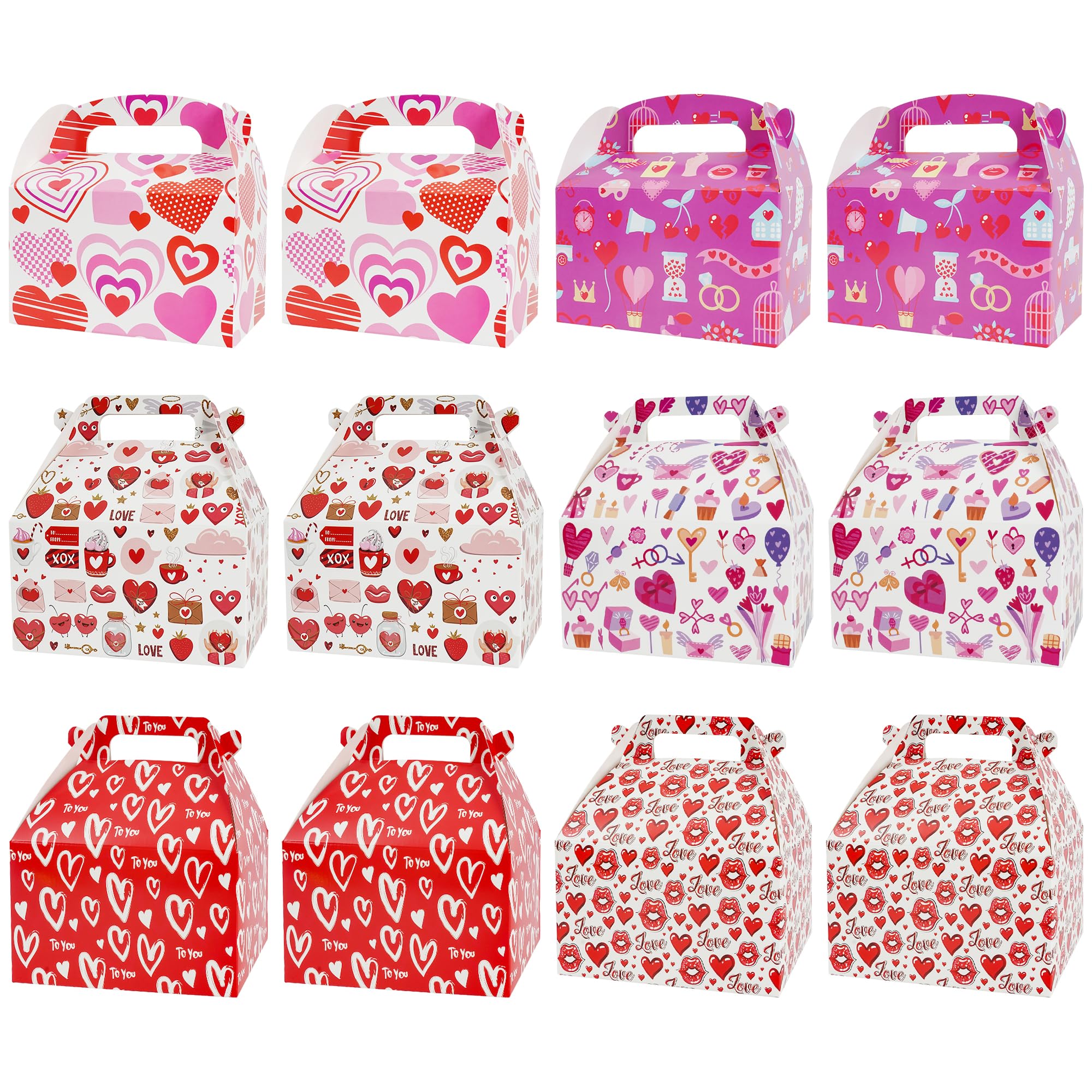 Amazon.com: 12 Pcs Valentine Boxes for Treats, Valentine's Day Candy ...