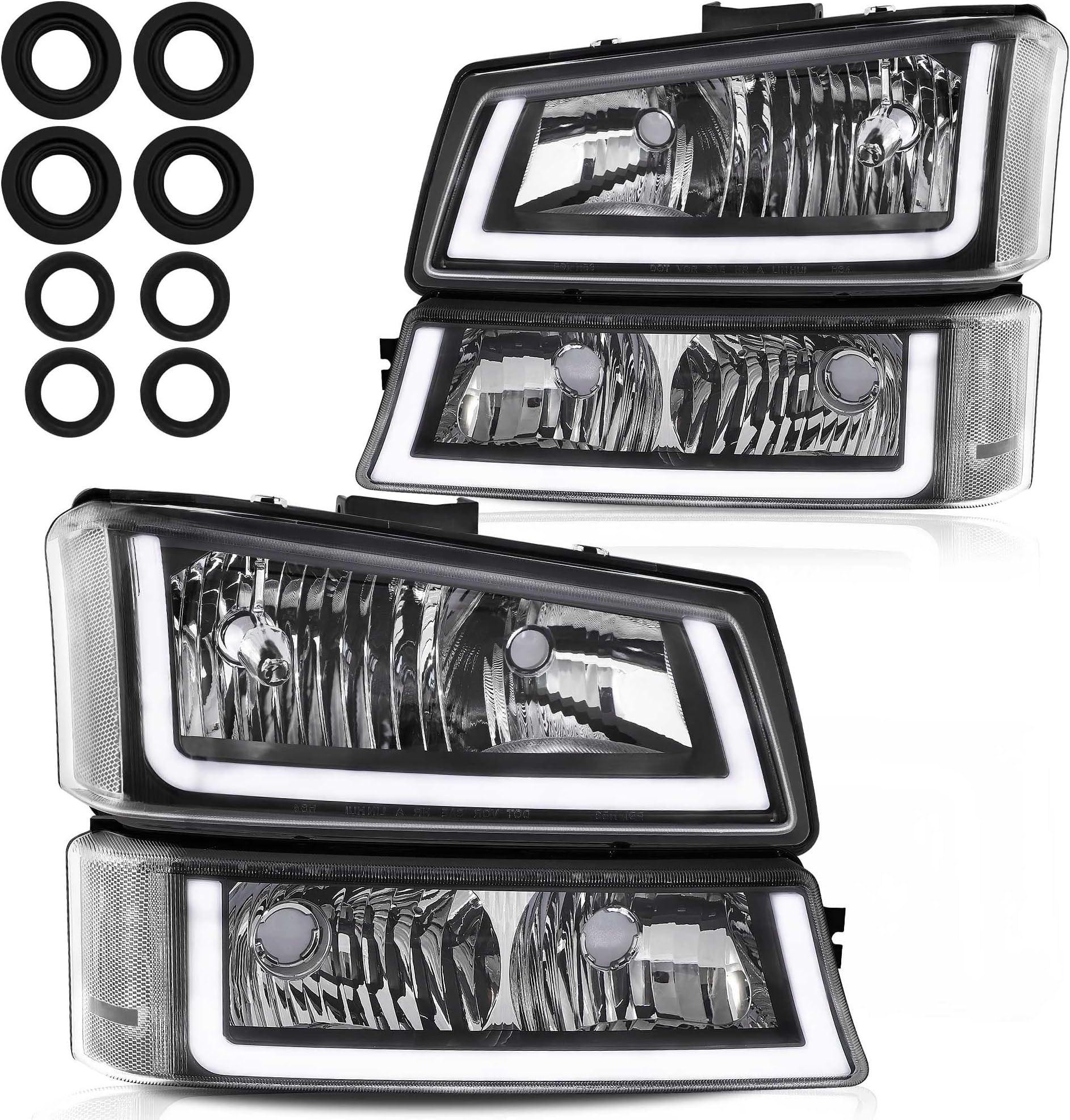 Bincmay LED DRL Headlight Assembly Fit For 2003 2004 2005 2006 03 04 05 ...