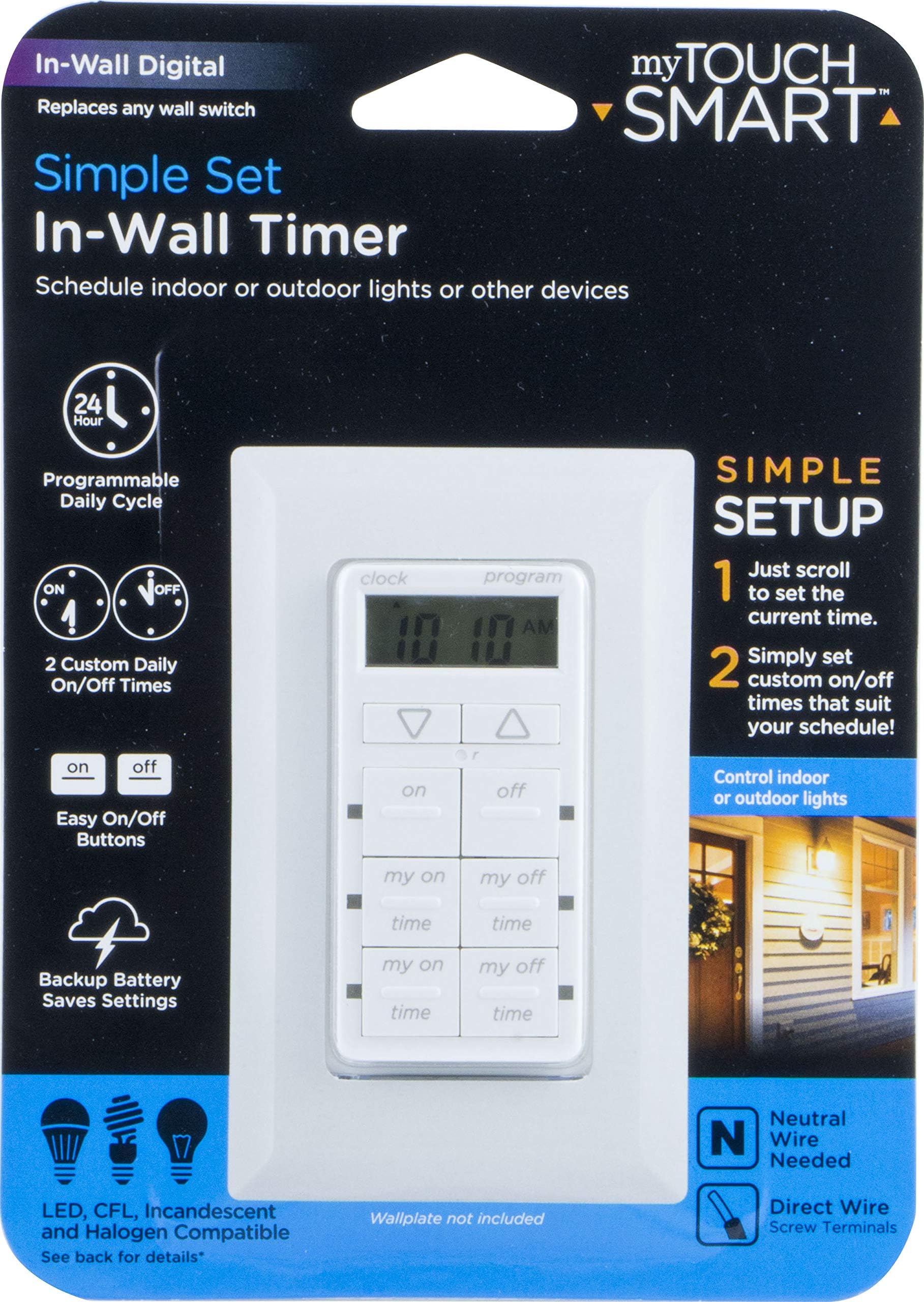 Amazon.com: myTouchSmart In-Wall Digital Timer, On/Off Push Door Switch ...