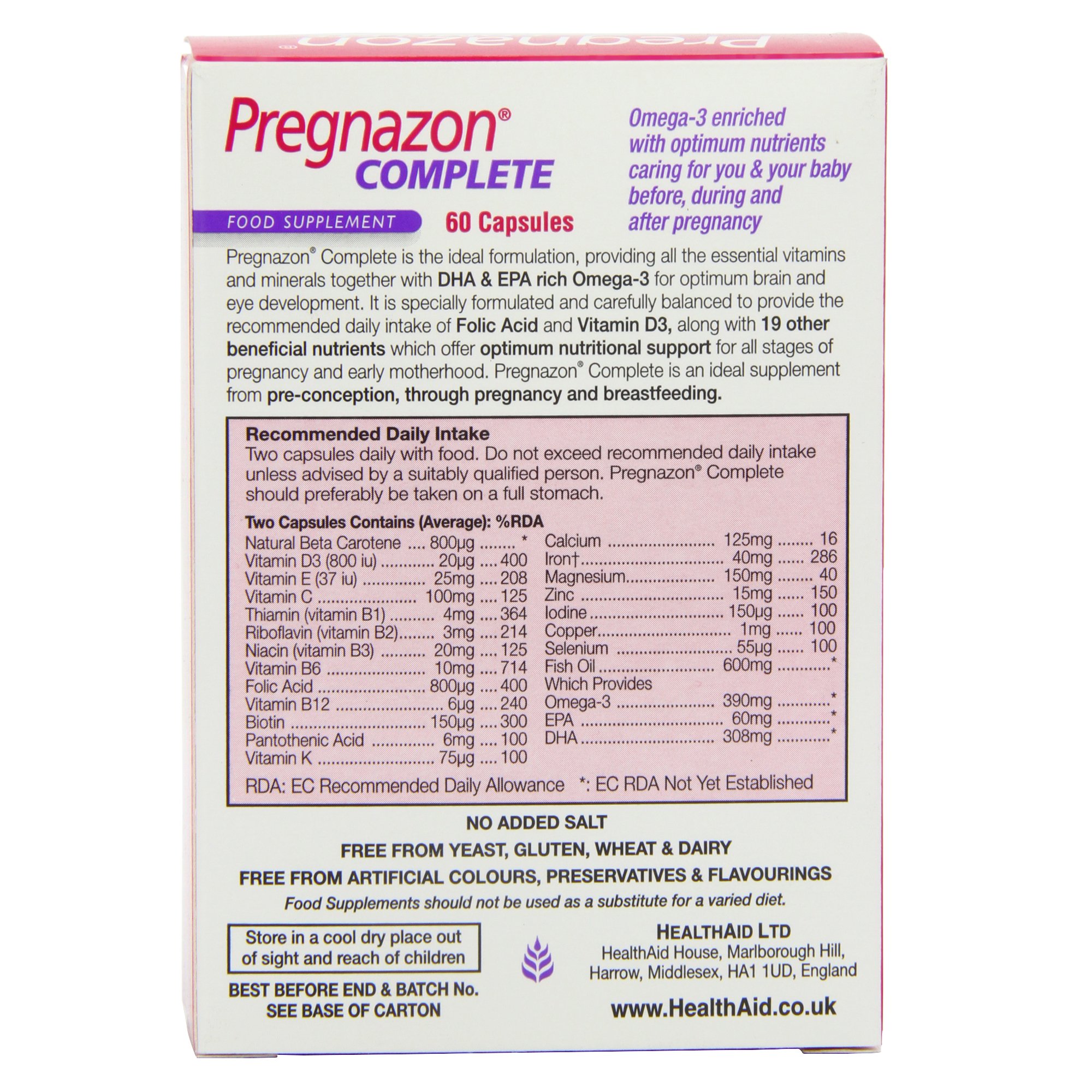 HealthAid Pregnazon Complete 60 Capsules- Buy Online in Lebanon at ...