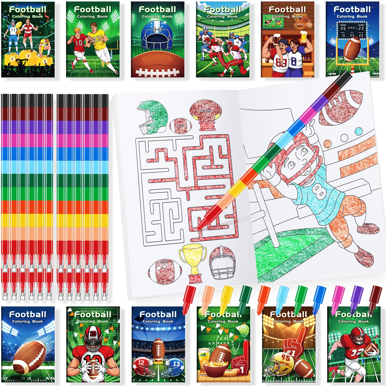 Amazon.com: BenLouis 24 Football Mini Coloring Books Kids with 24 ...