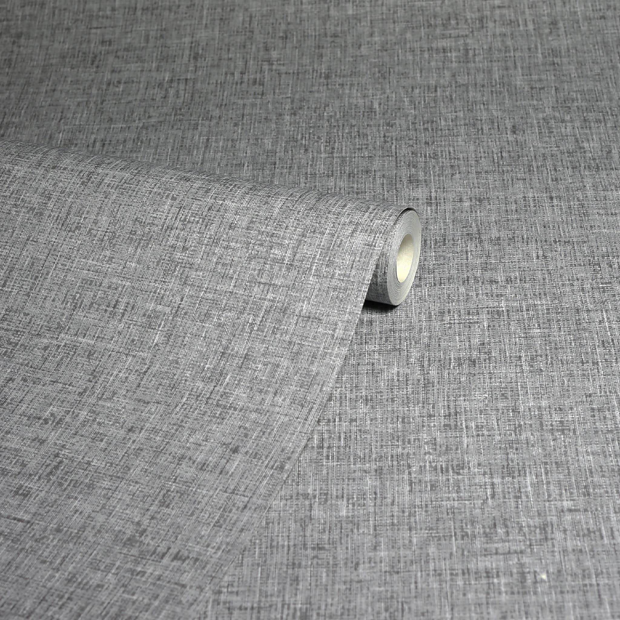Buy Arthouse Mid Grey Textured Linen Wallpaper - Subtle Sheen Bounces ...