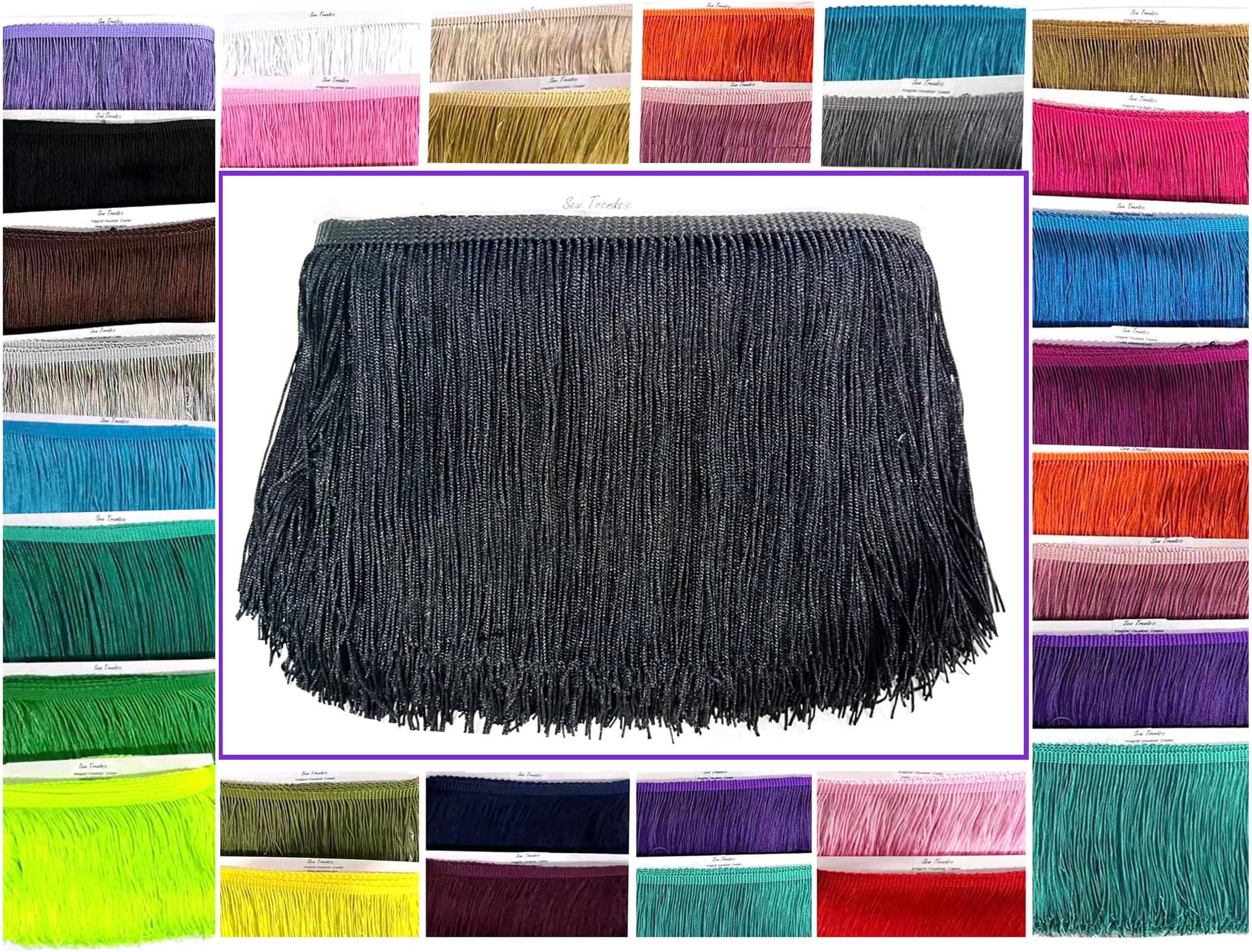 Amazon.com: Trims By The Yard 12" Chainette Fringe Trim, Polyester-Made ...