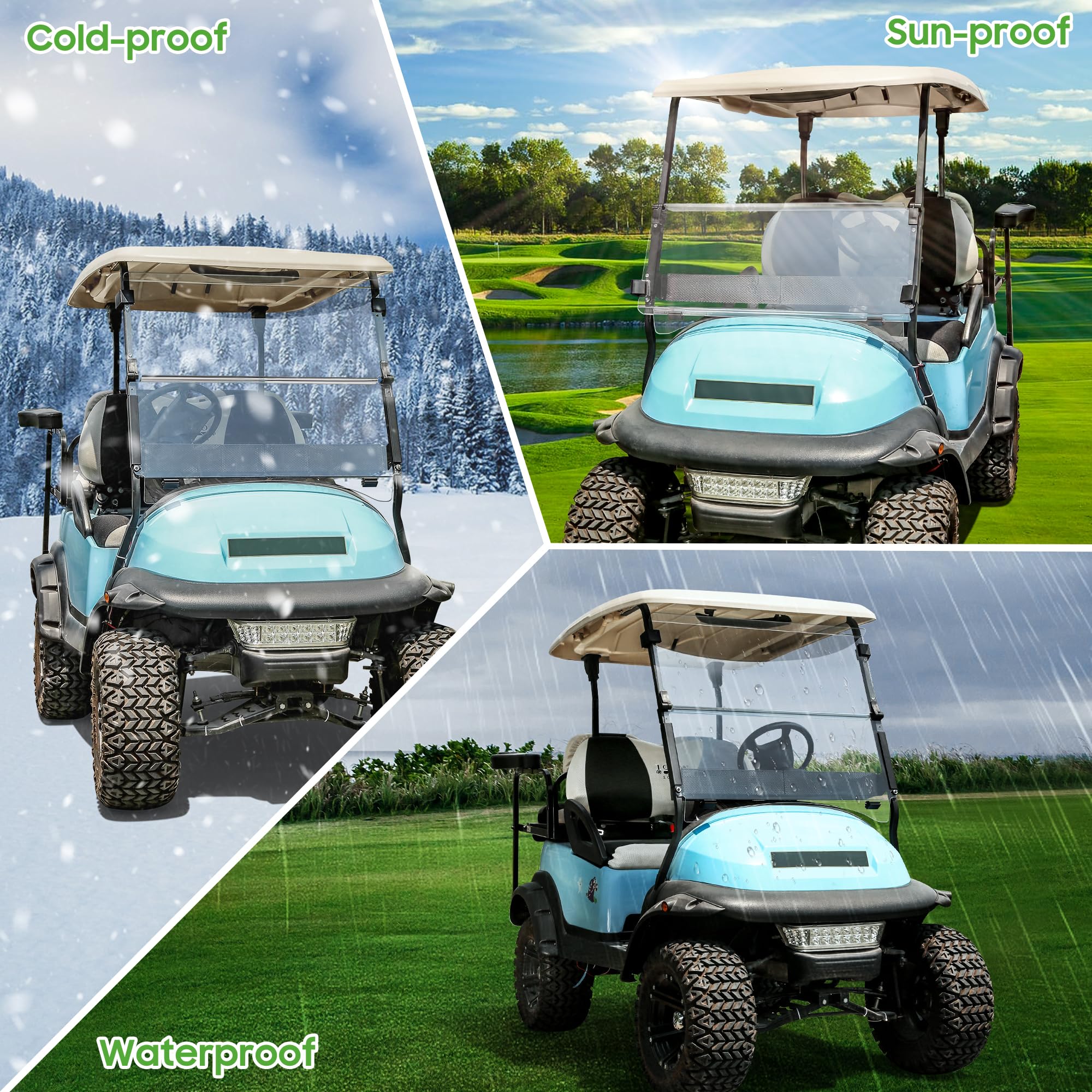 10L0L Golf Cart Windshield Fits Club Car Precedent, Replacement Fold ...