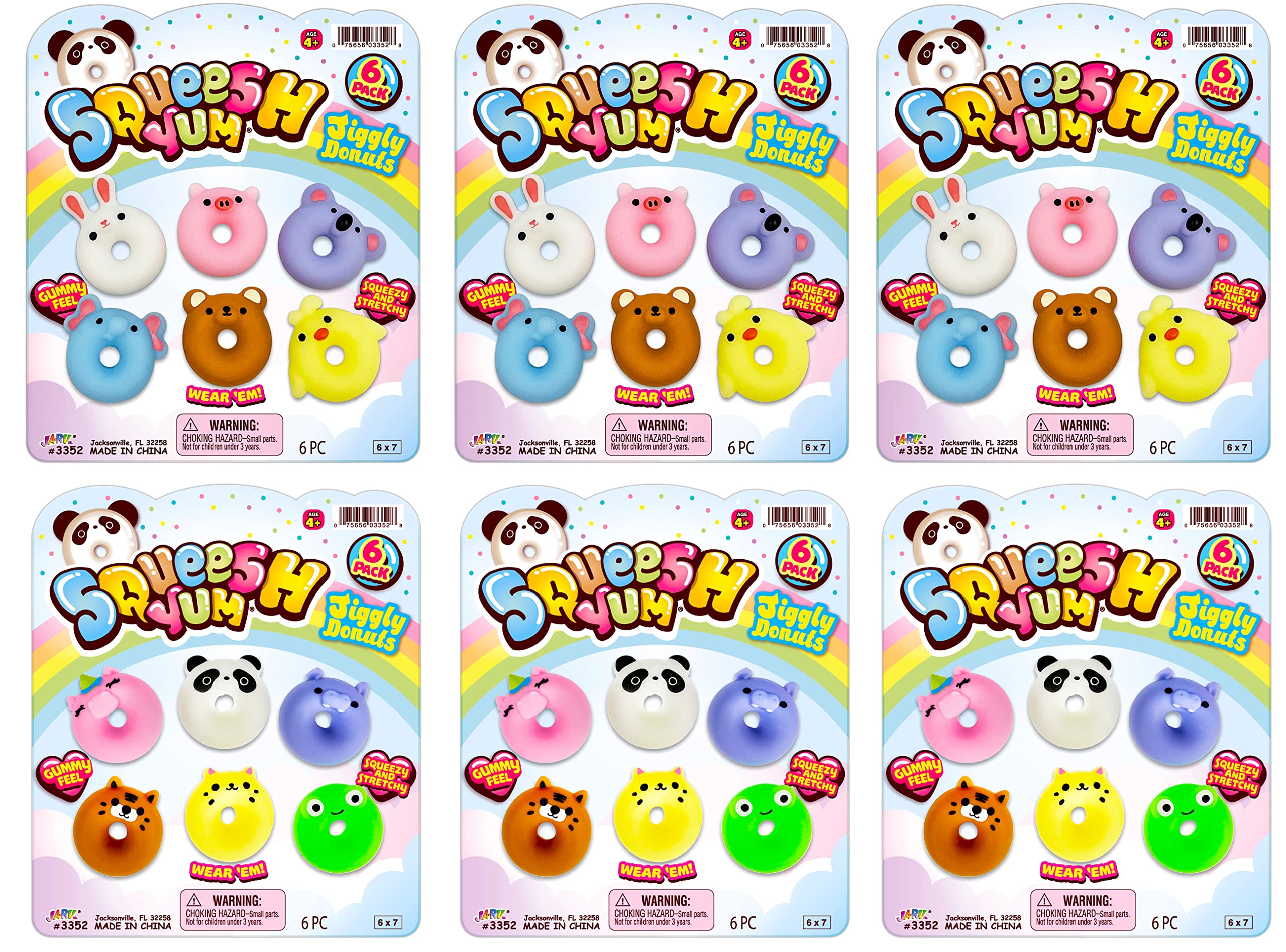 Amazon.com: JA-RU Mini Mochi Squishy Animals (6 Pack) Cute Jiggly Donut ...