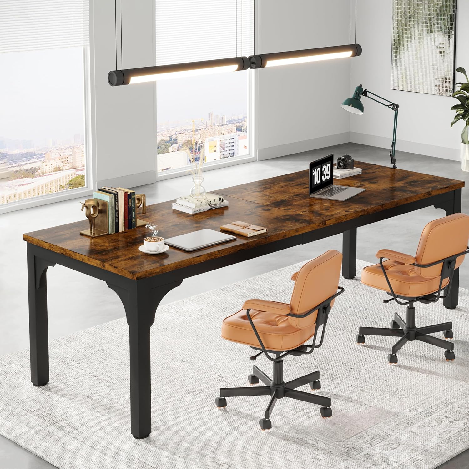 Amazon.com: Trggivs 78.7 Inches Extra Long Computer Desk 2 Person Desk ...