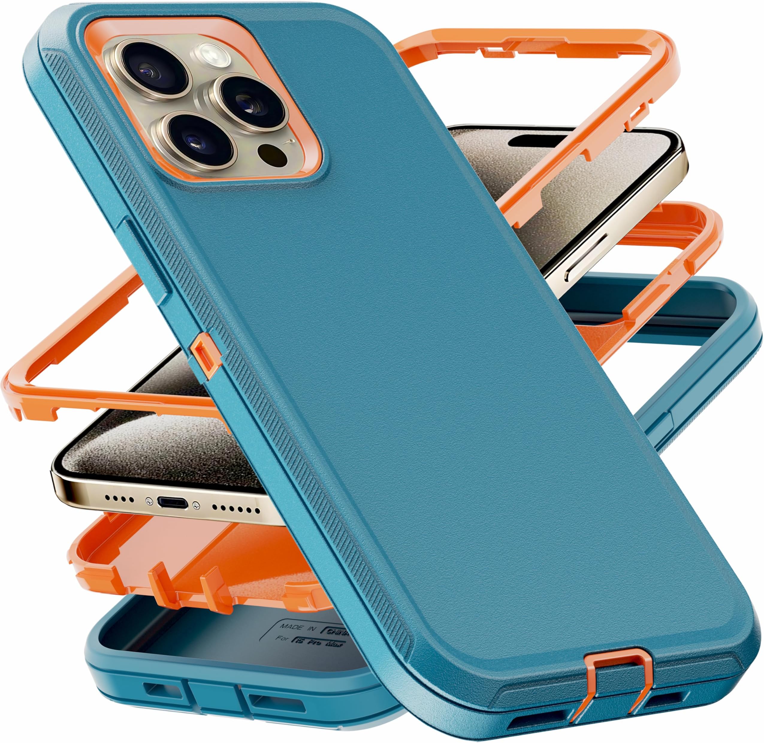 Amazon.com: for iPhone 15 Pro Max Case, Dual Layer Shockproof Full Body ...