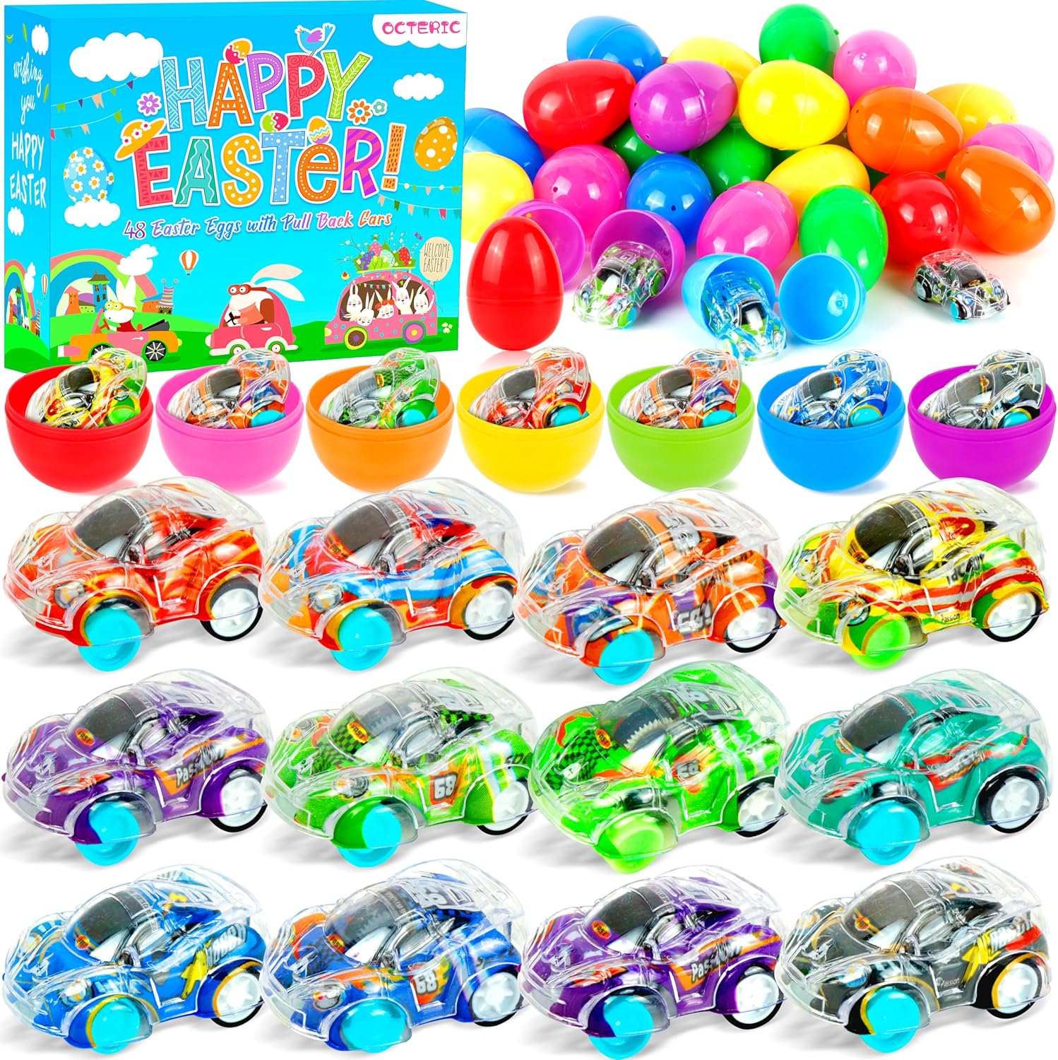 Amazon.com: OCTERIC 6 Pcs Pre Filled Easter Eggs with Space Toys ...