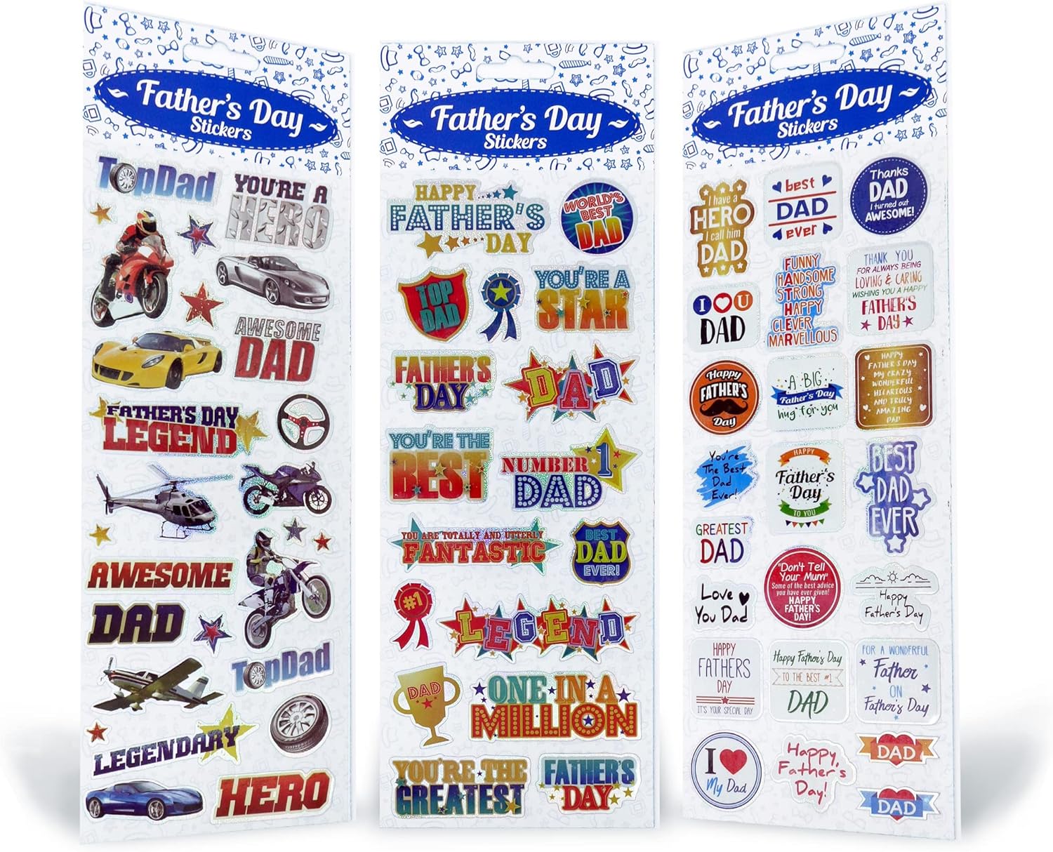 Father's Day Stickers Pack of 3 for Children Kids Adults - OVER 65 Self ...