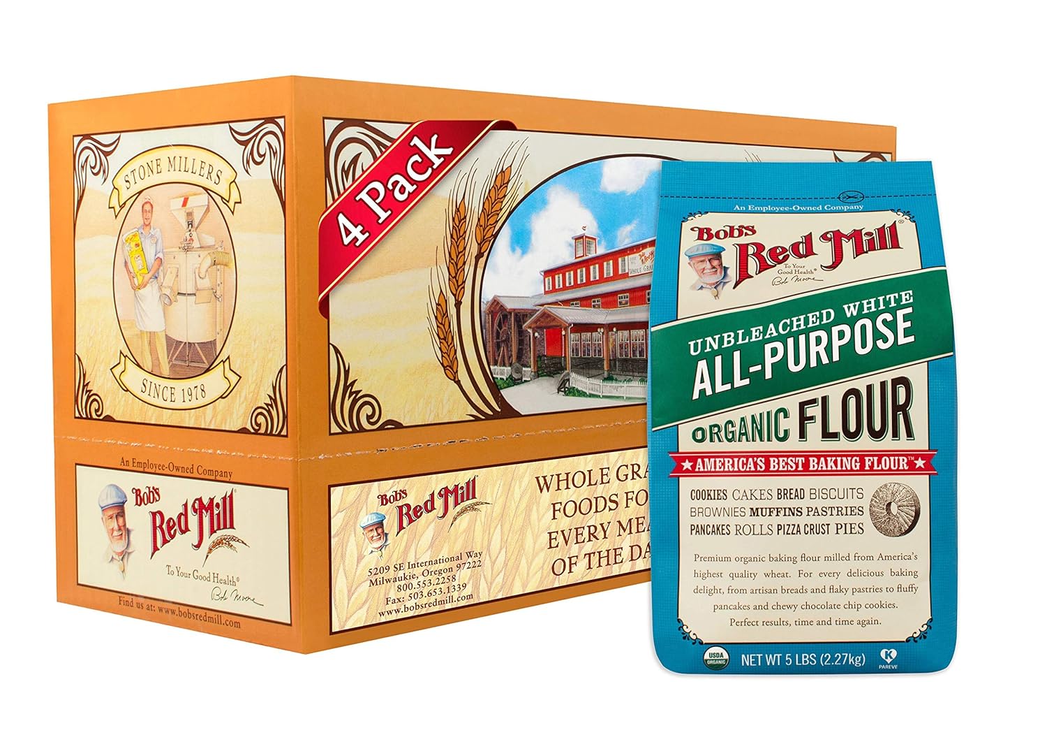Amazon.com : Bob's Red Mill Flour White Unbleached Organic, 5-Pound ...