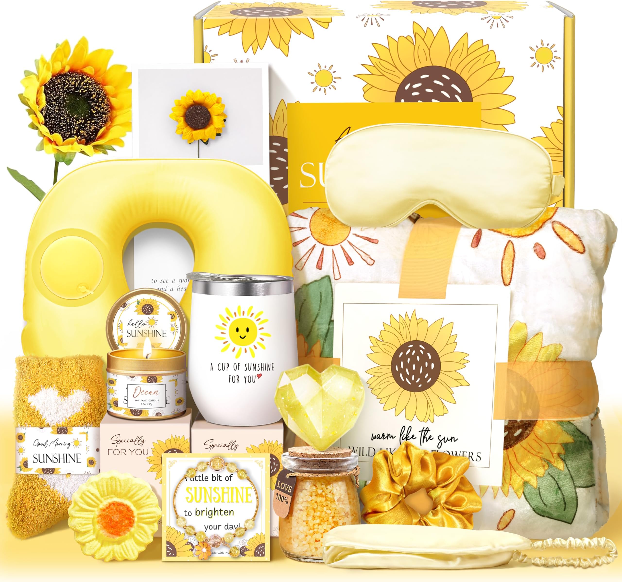 Amazon.com : The Love Crate Co Sunflower Gifts for Women, 15pc Gift Box ...