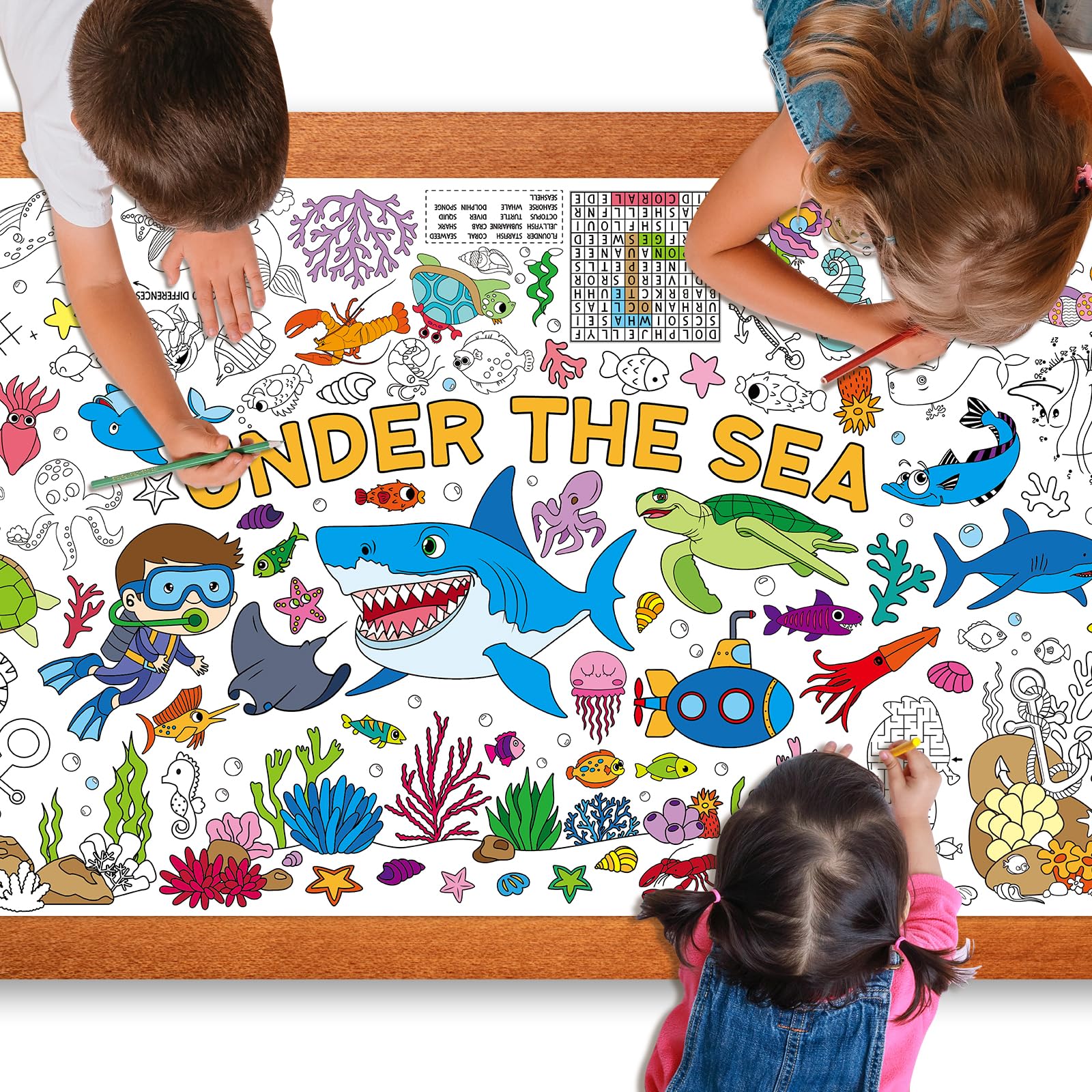 Amazon.com: Under The Sea Large Coloring Poster for Kids 30 x 72 Inch ...
