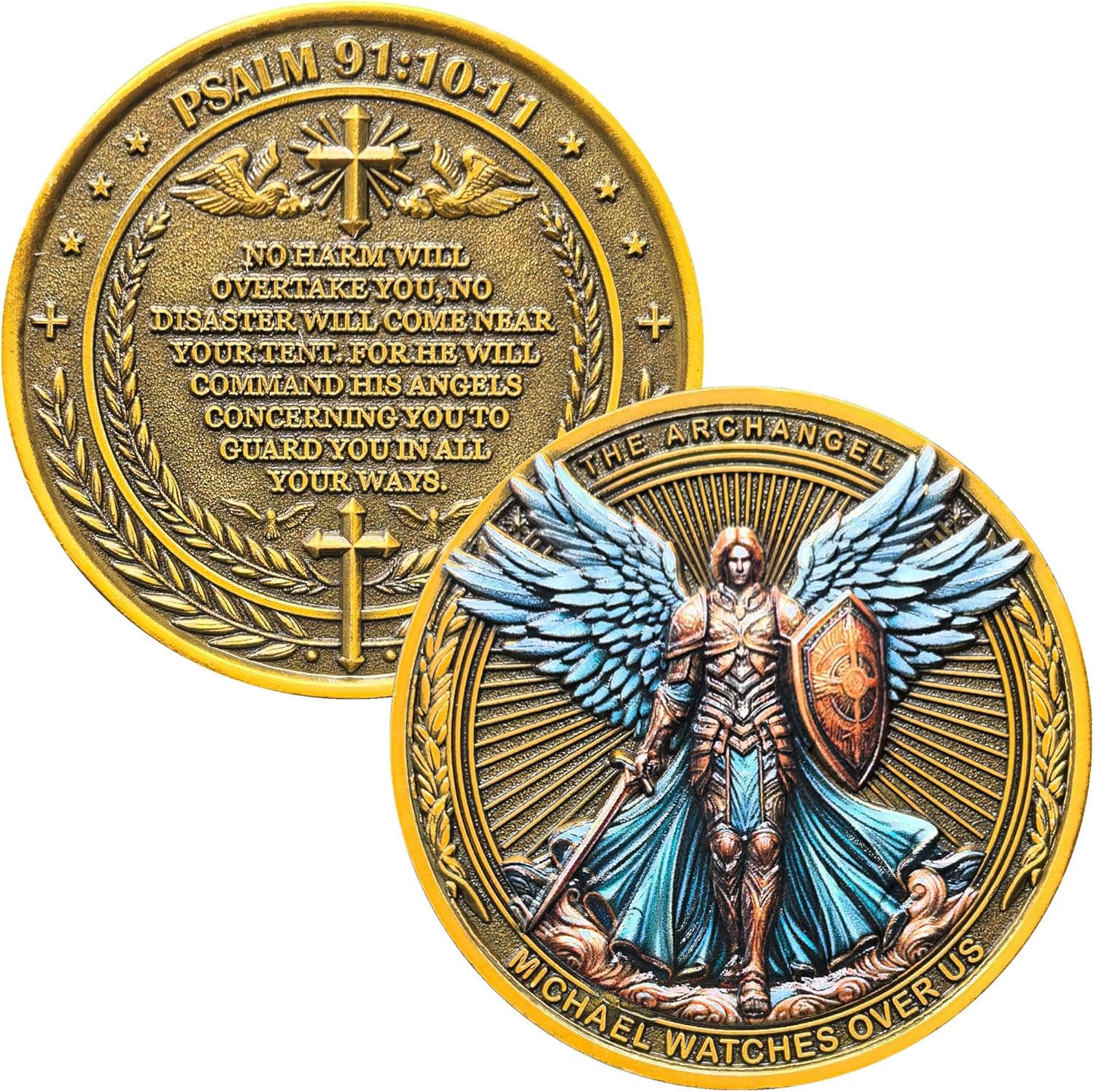 Amazon.com: Archangel Michael Protection Challenge Coin for Divine ...