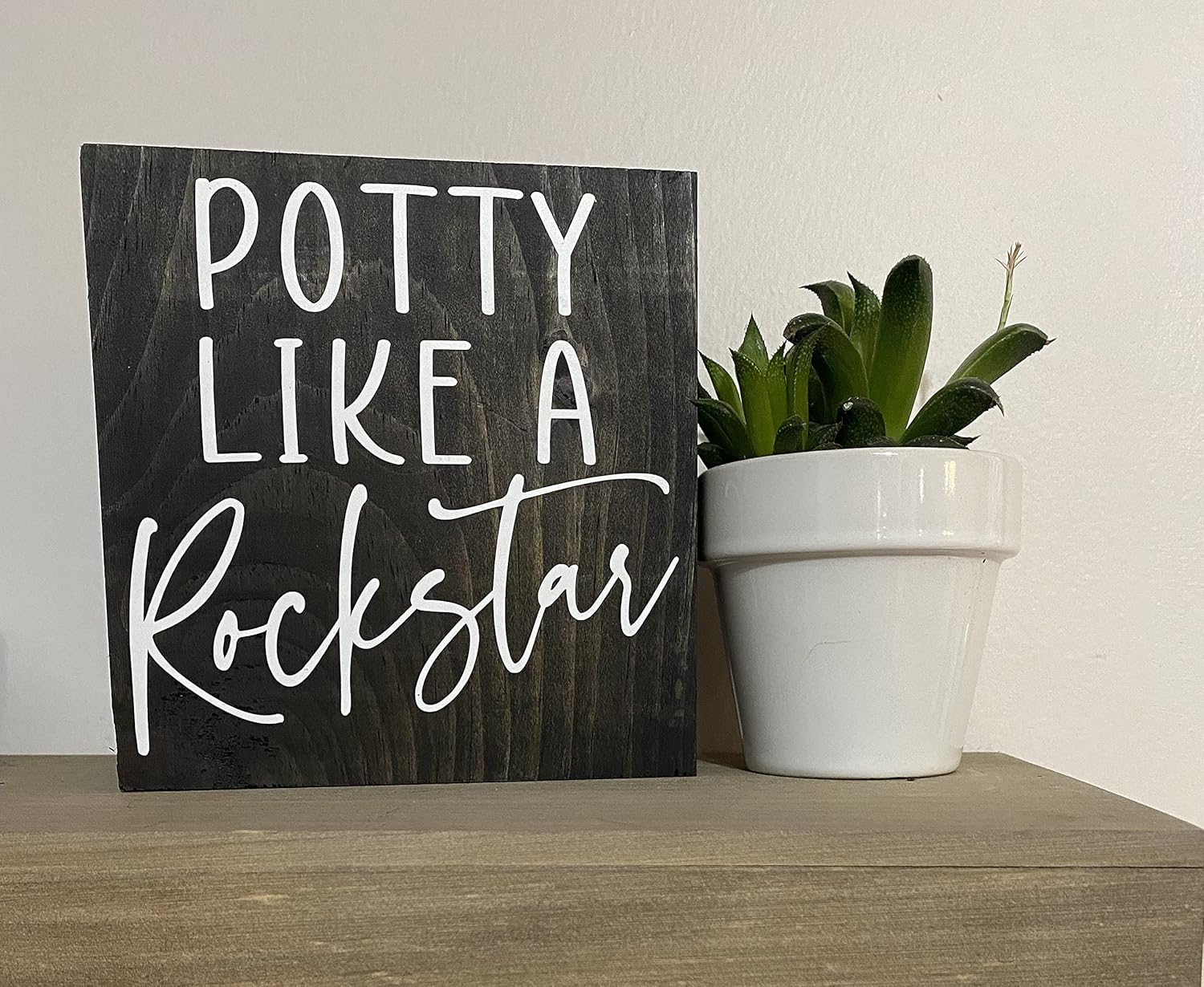 Amazon.com : Interesting Wooden Sign Potty like a rockstar - funny ...