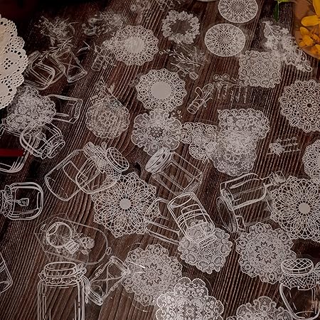 Amazon.com: JHGCVX 180 Pcs Transparent Lace Sticker Pack,PET ...