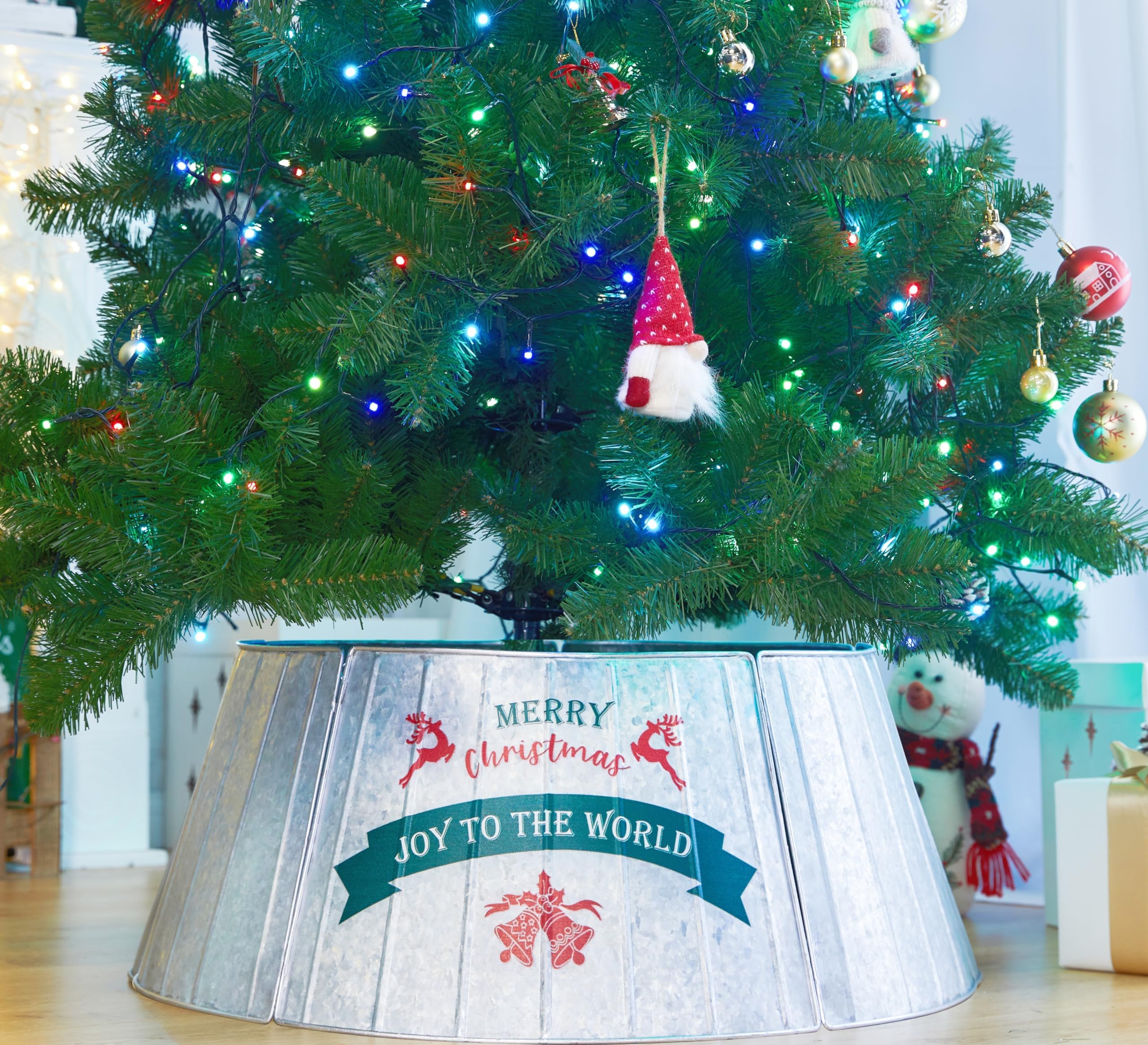 Amazon.com: 9" x 3" Galvanized Metal Christmas Tree Collar, Set of 2 ...