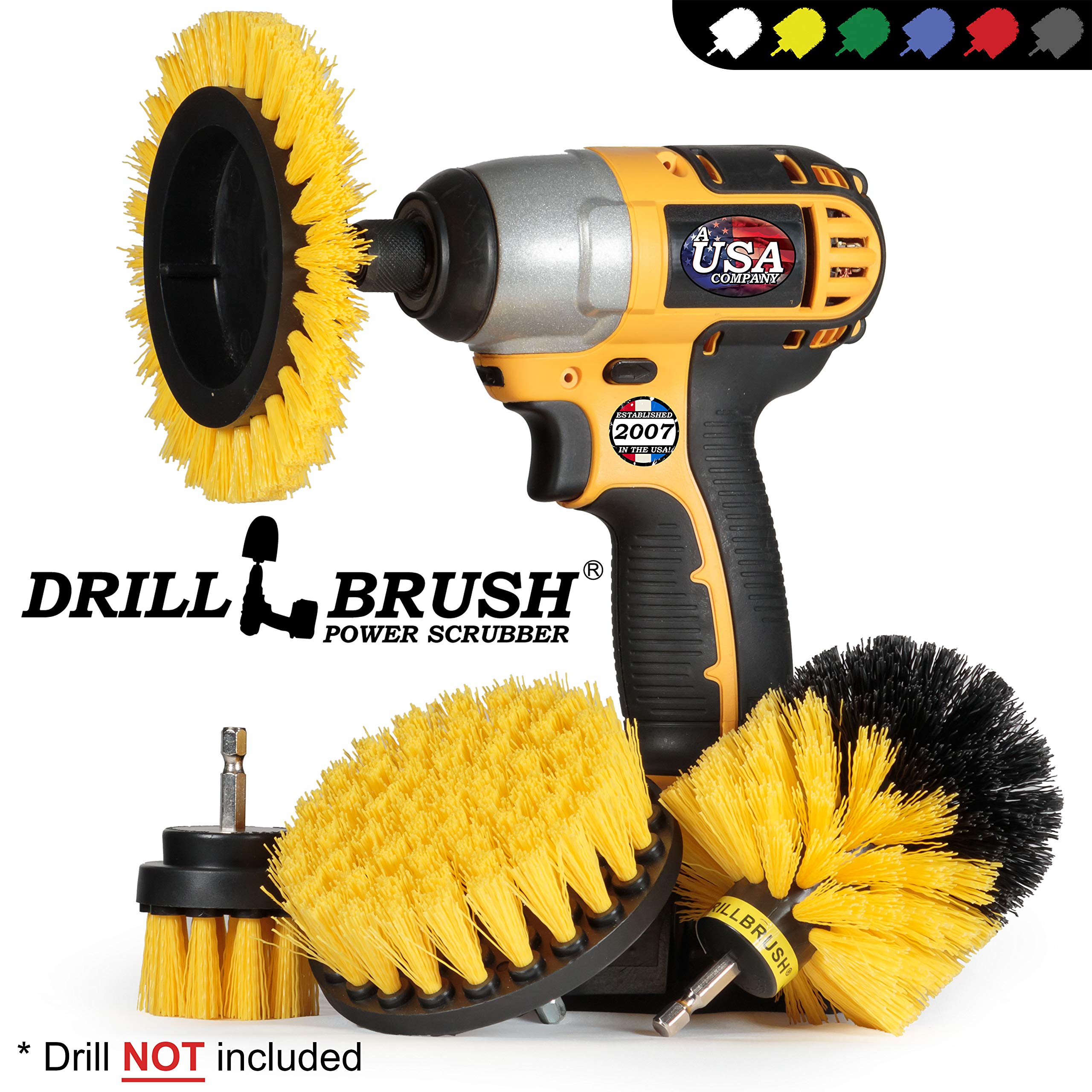 Snapklik.com : Yellow Drill Brush Attachments For Cleaning Shower ...