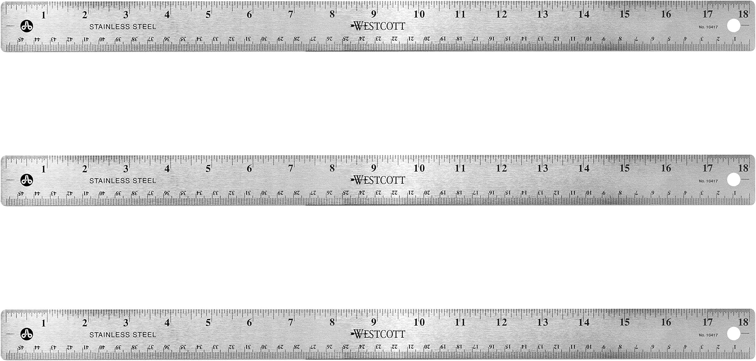 Amazon.com : Westcott 17144 Stainless Steel Metal Ruler with Non-Slip ...