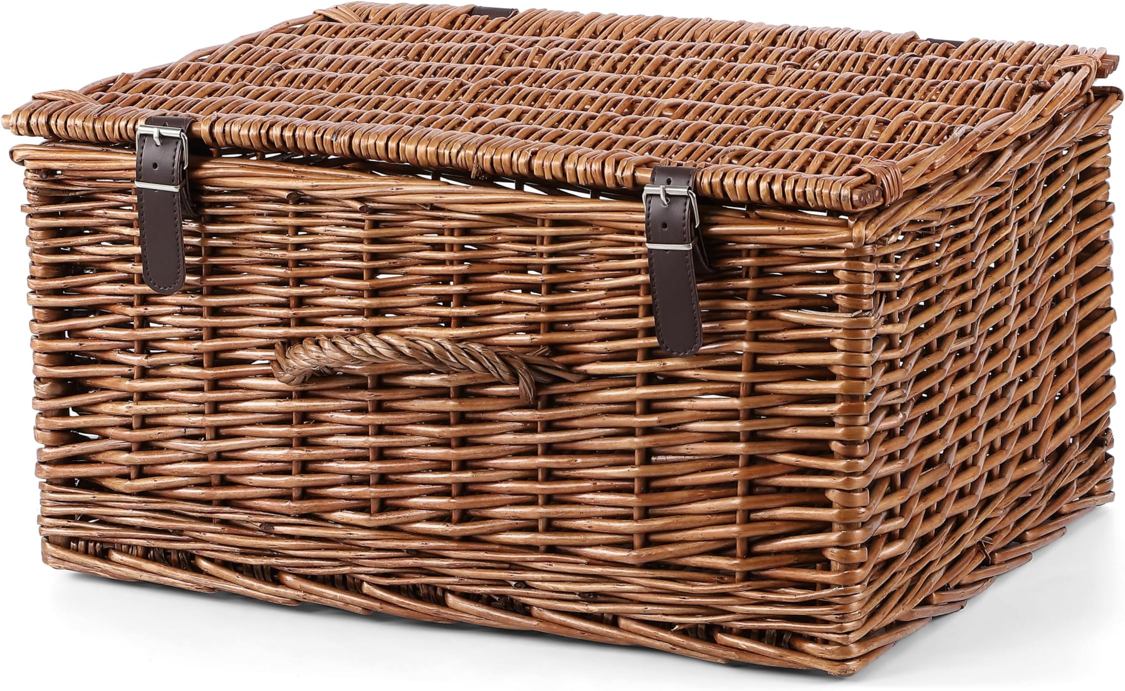 woodluv Medium Steamed Willow Wicker Basket W/White Linning Storage ...
