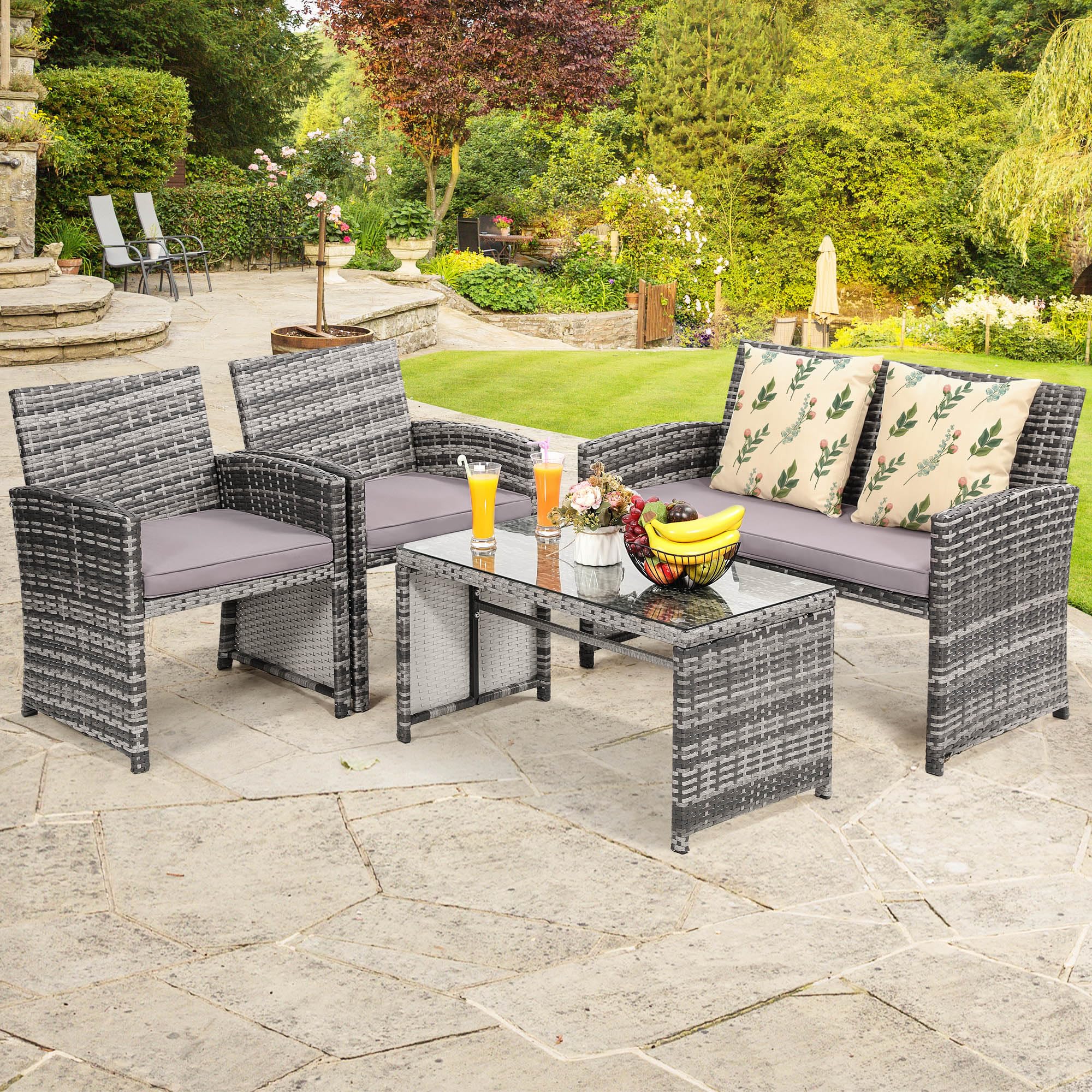Snapklik.com : Murago 4 Piece Rattan Patio Furniture Conversation Set ...