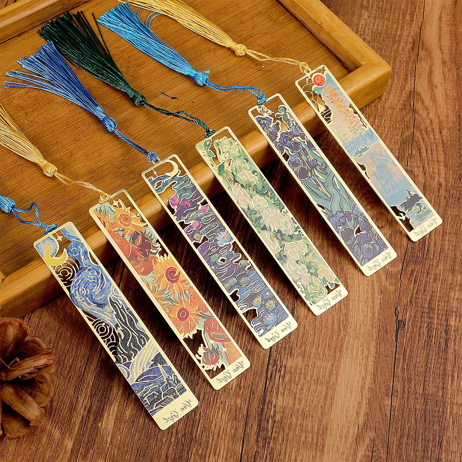 Amazon.com: Andibro 6Pcs Metal Bookmarks with Tassel, Golden Hollow ...