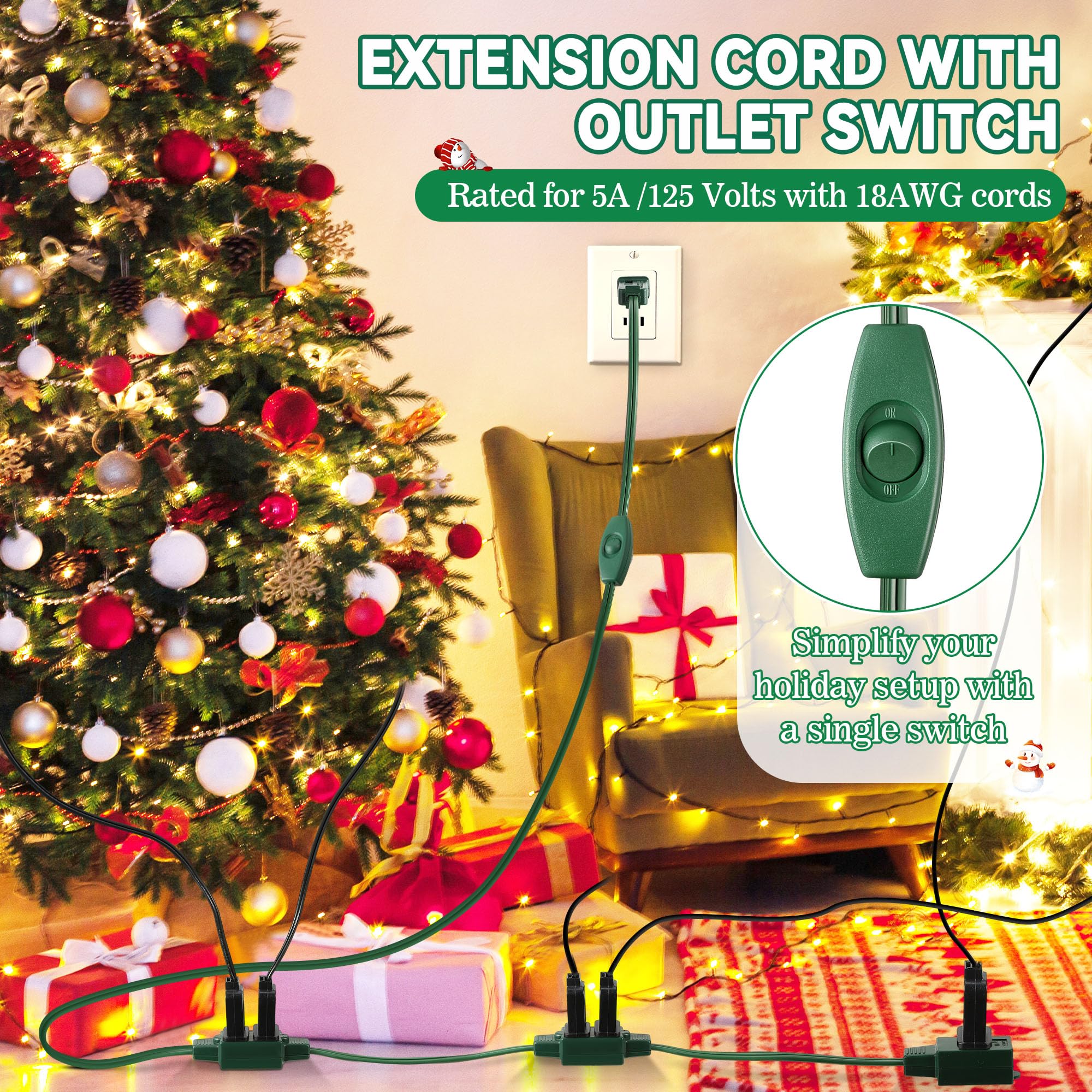 Christmas Tree With Extension Cord Outlets 50Ft Outdoor Extension Cord