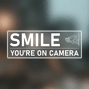 Amazon.com : 4Pcs Smile You're On Camera Sticker for Car Window, 2.7x7 ...