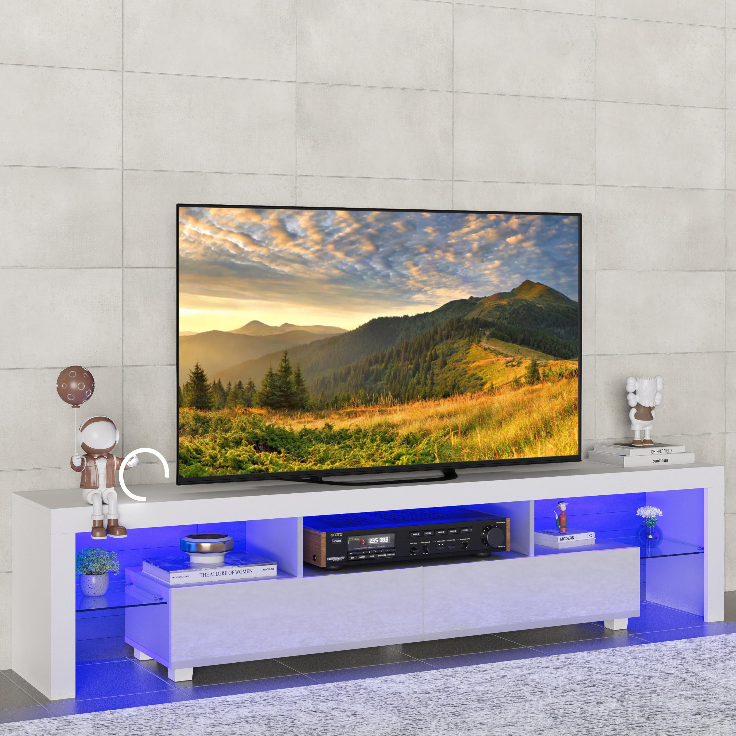 Living Room Lcd Tv Cabinets Furneo High Gloss & Matt White Living Room