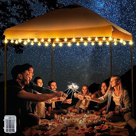 Amazon.com: ElectricWise 1 Pack LED Canopy Lights, 40ft 80LED Battery ...