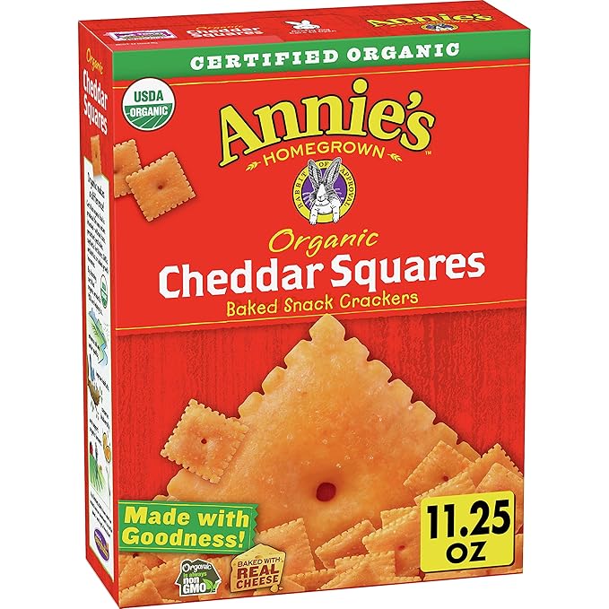 Amazon.com: Annie's Organic Cheddar Squares Baked Snack Crackers, 11.25 oz