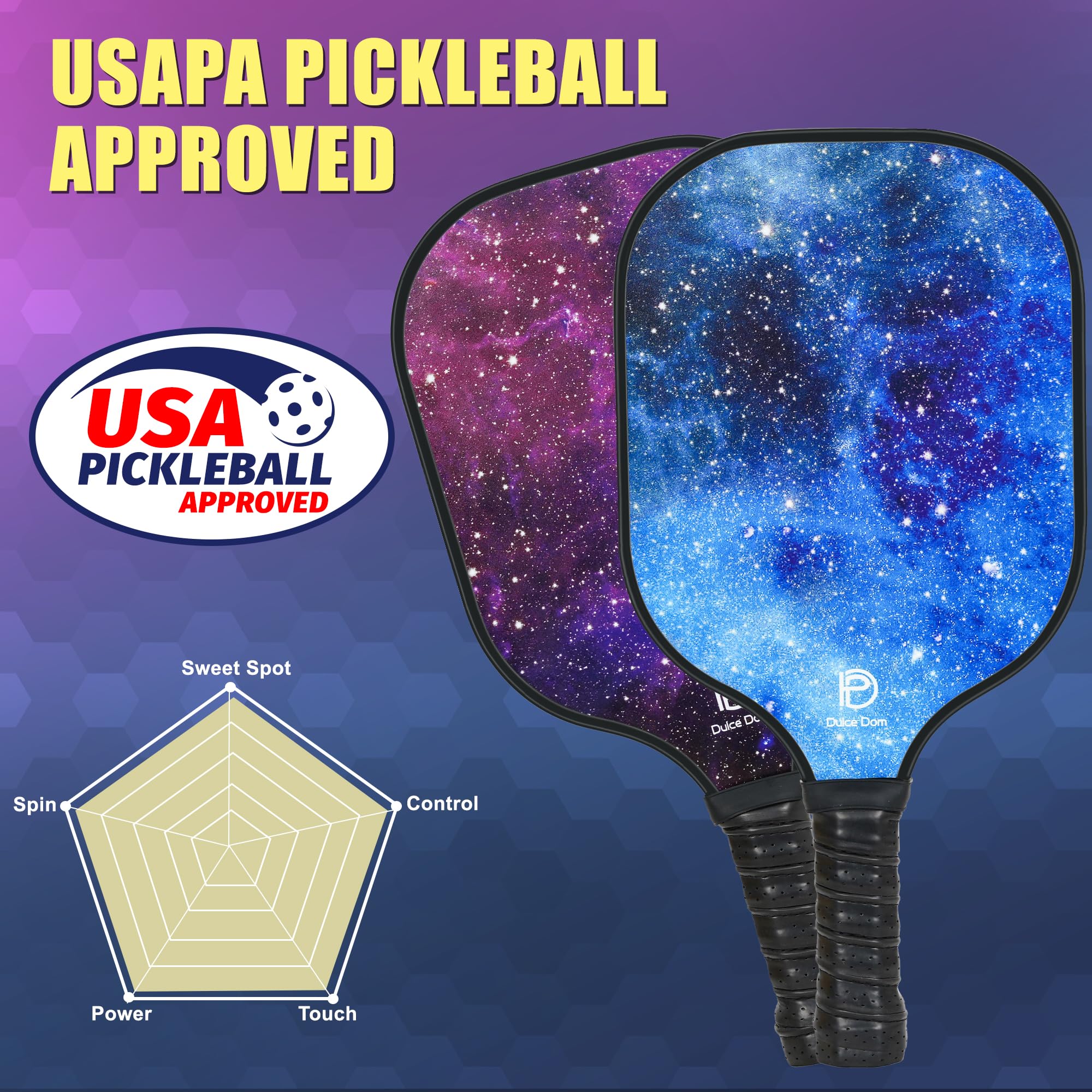Snapklik.com : DULCE DOM USAPA Approved Fiberglass Pickleball Paddles ...