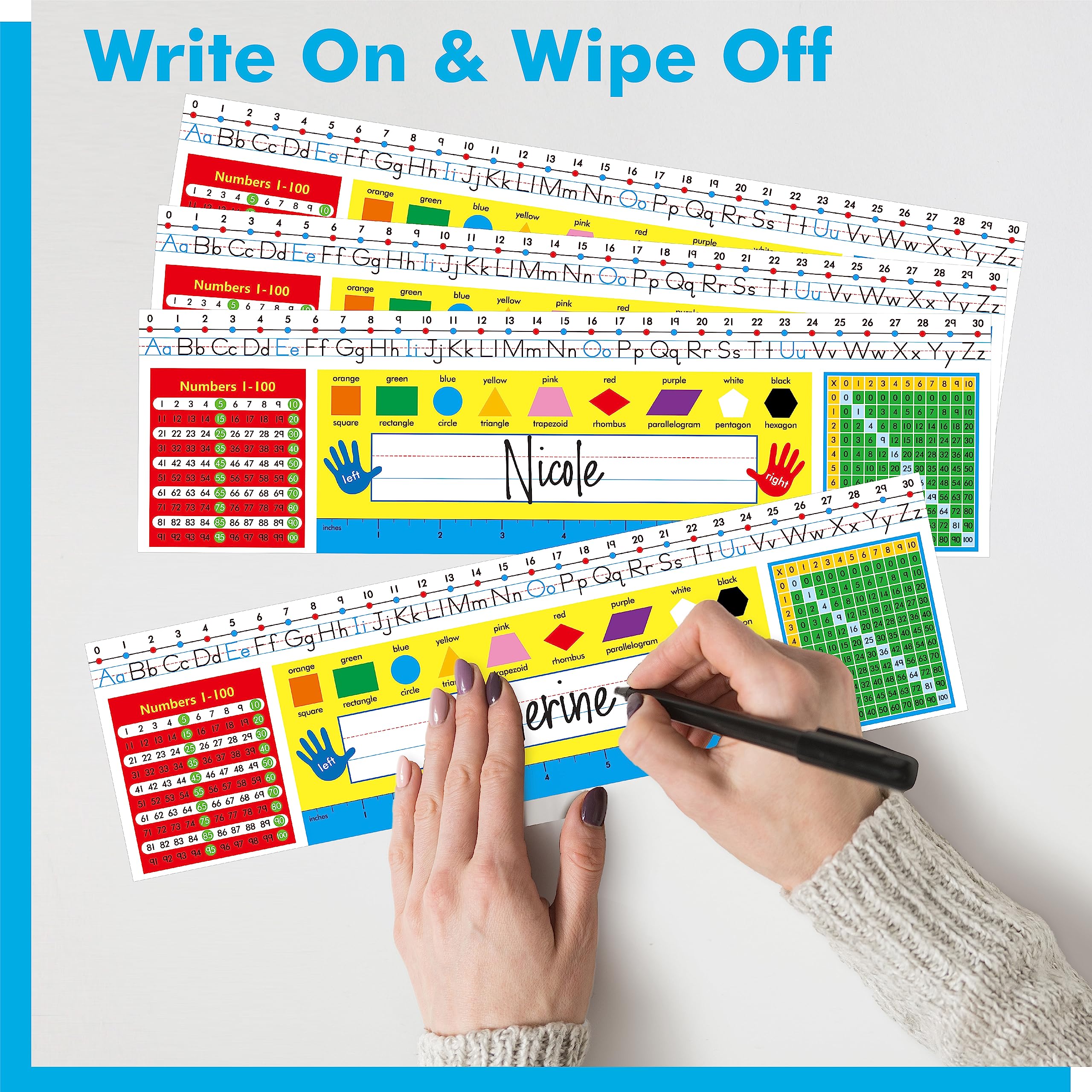 Snapklik.com : 36 PCS Desk Nameplates, Double Sided PET Film Desk Name Tags