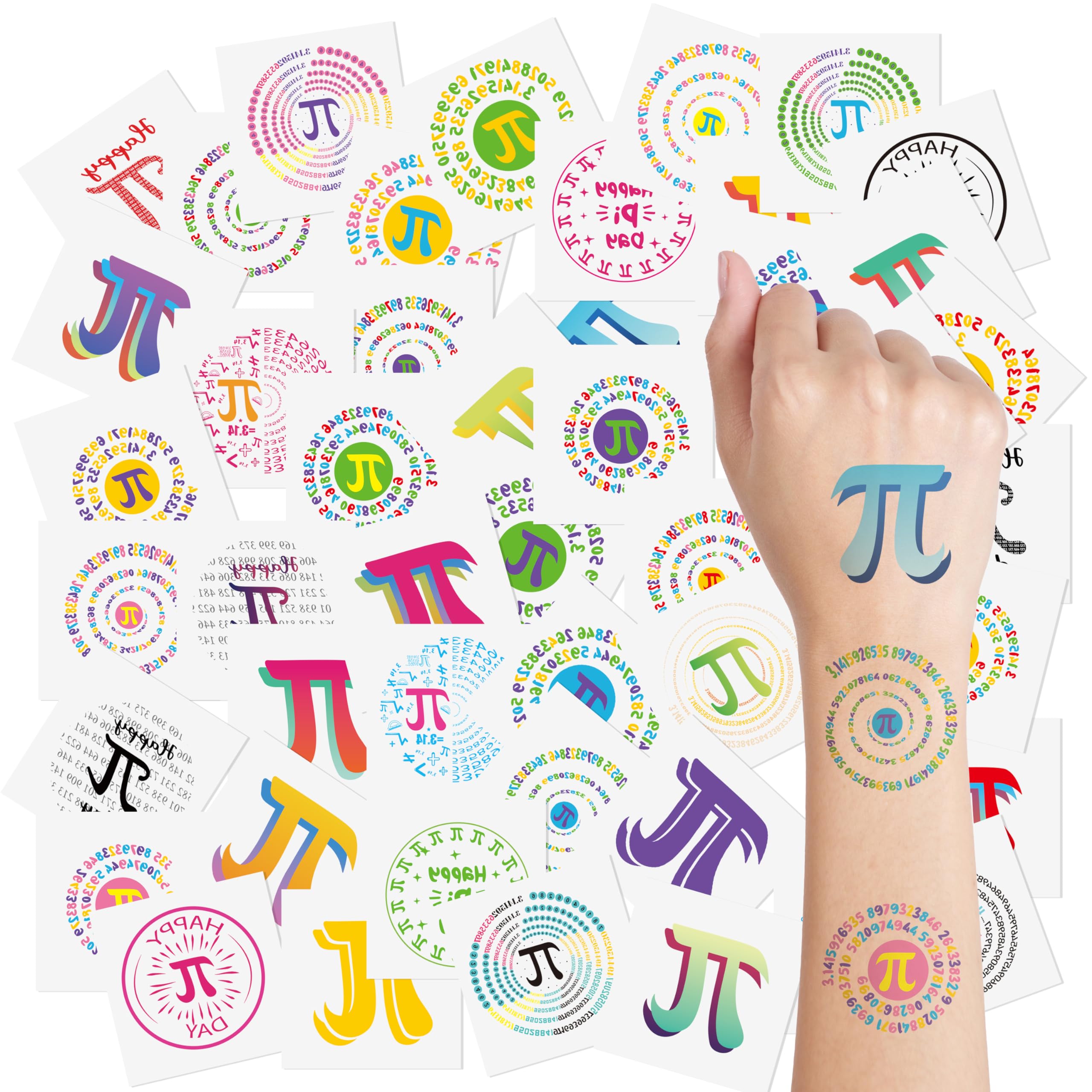 Snapklik.com : Pi Day Tattoos - 24Pack Bulk Pi Day Π Symbol Temporary ...